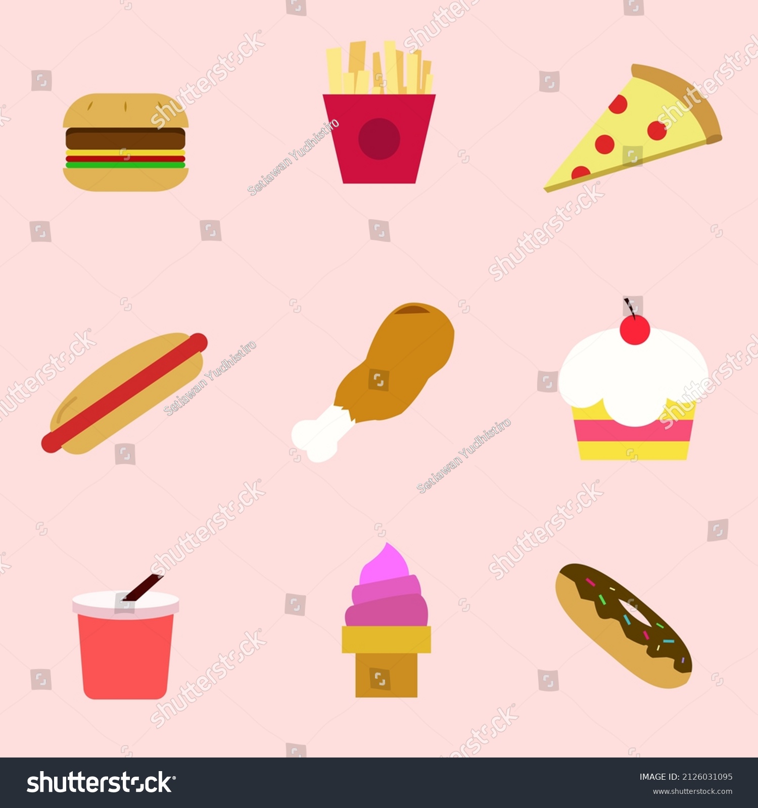 Fast Food Collection Set Elements Stock Vector (Royalty Free ...