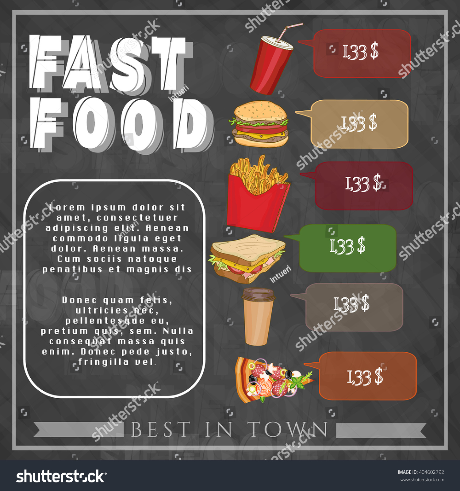 Fast Food Menu Vector Illustration Set Stock Vector (Royalty Free ...