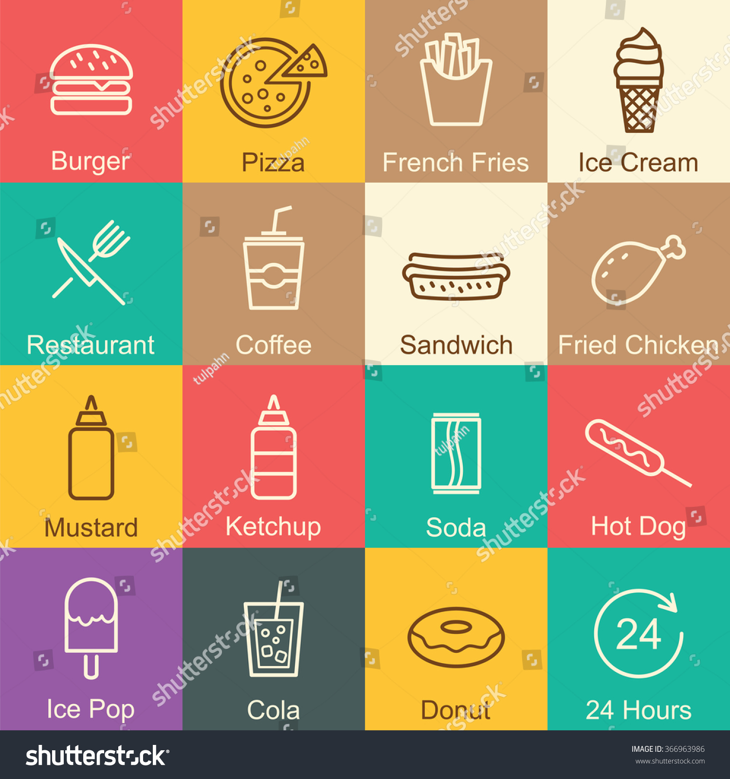 Fast Food Outline Design Vector Infographic 스톡 벡터(로열티 프리) 366963986 ...
