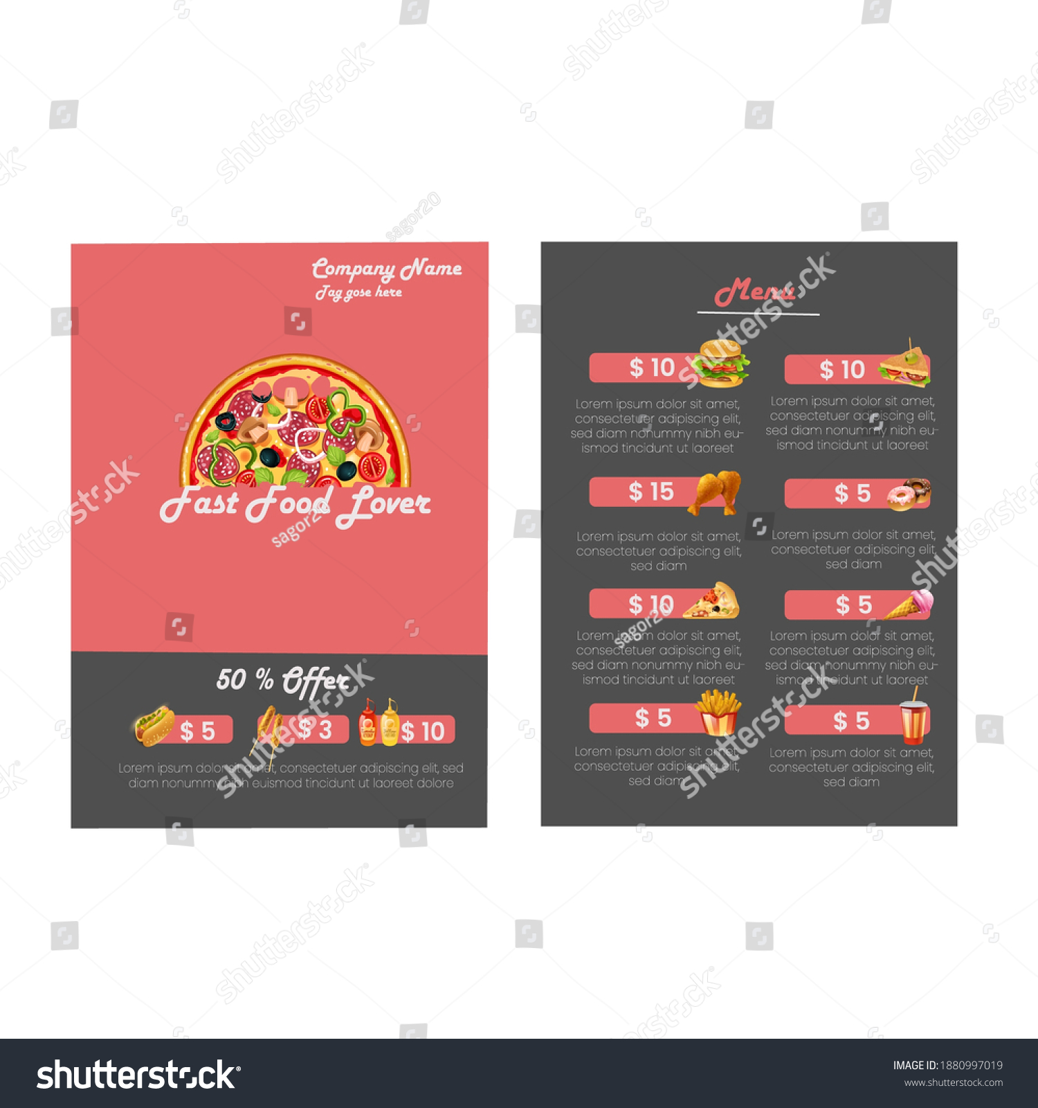 Menú de volantes de los restaurantes: vector de stock (libre de ...