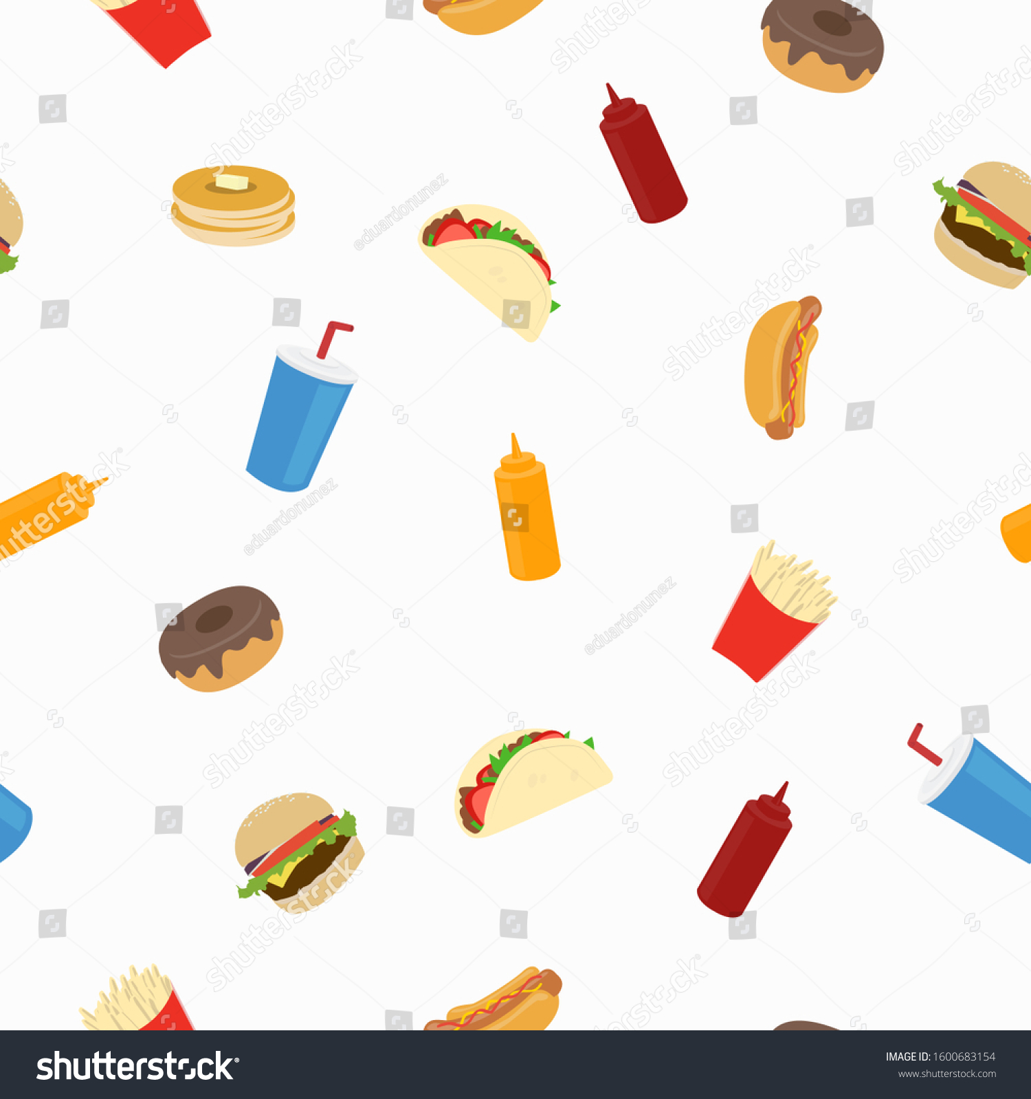 Fast Food Seamless Pattern Background Wallpaper Stock Vector (Royalty ...