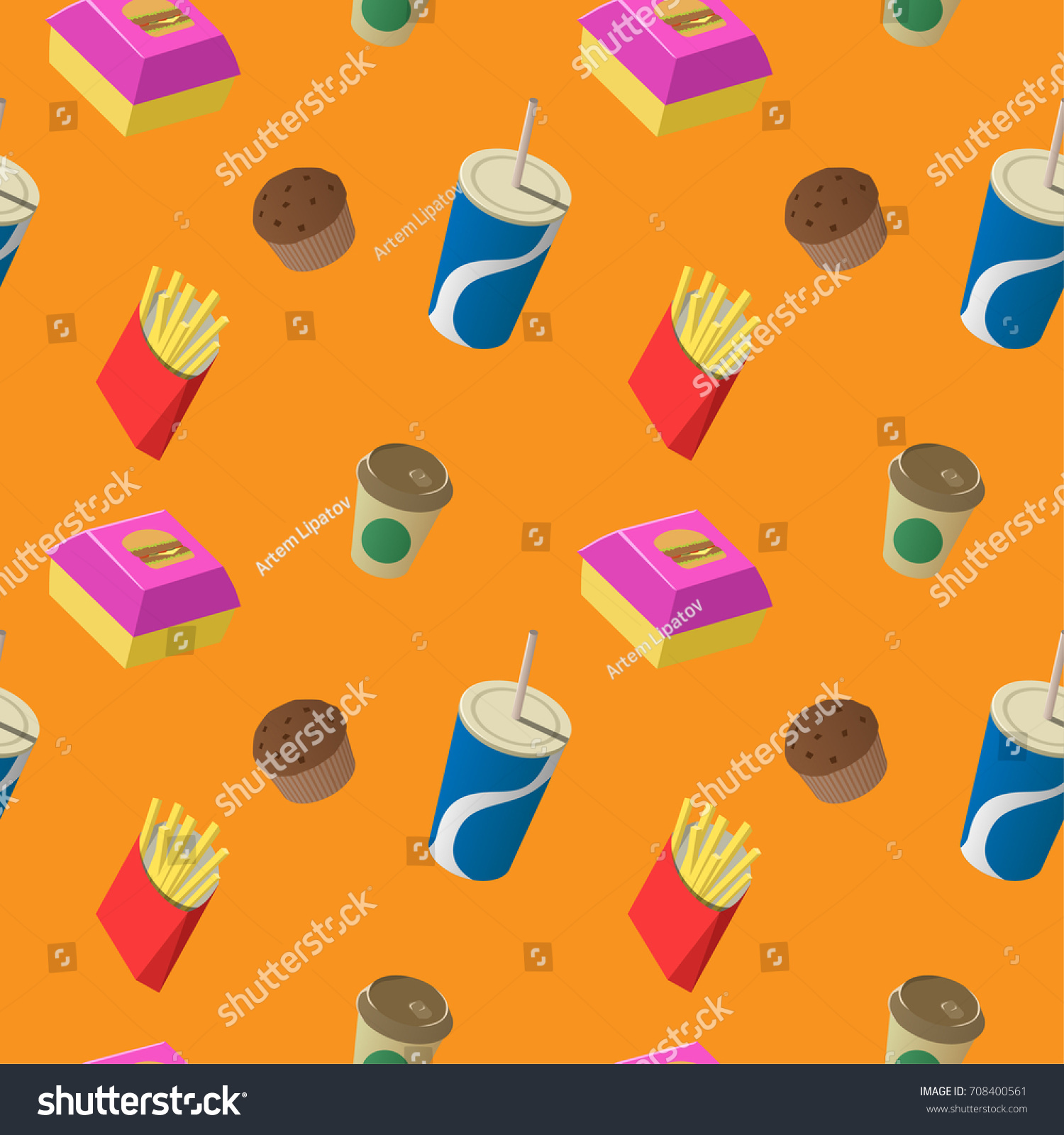 Fast Food Vector Background Orange Background Stock Vector (Royalty ...
