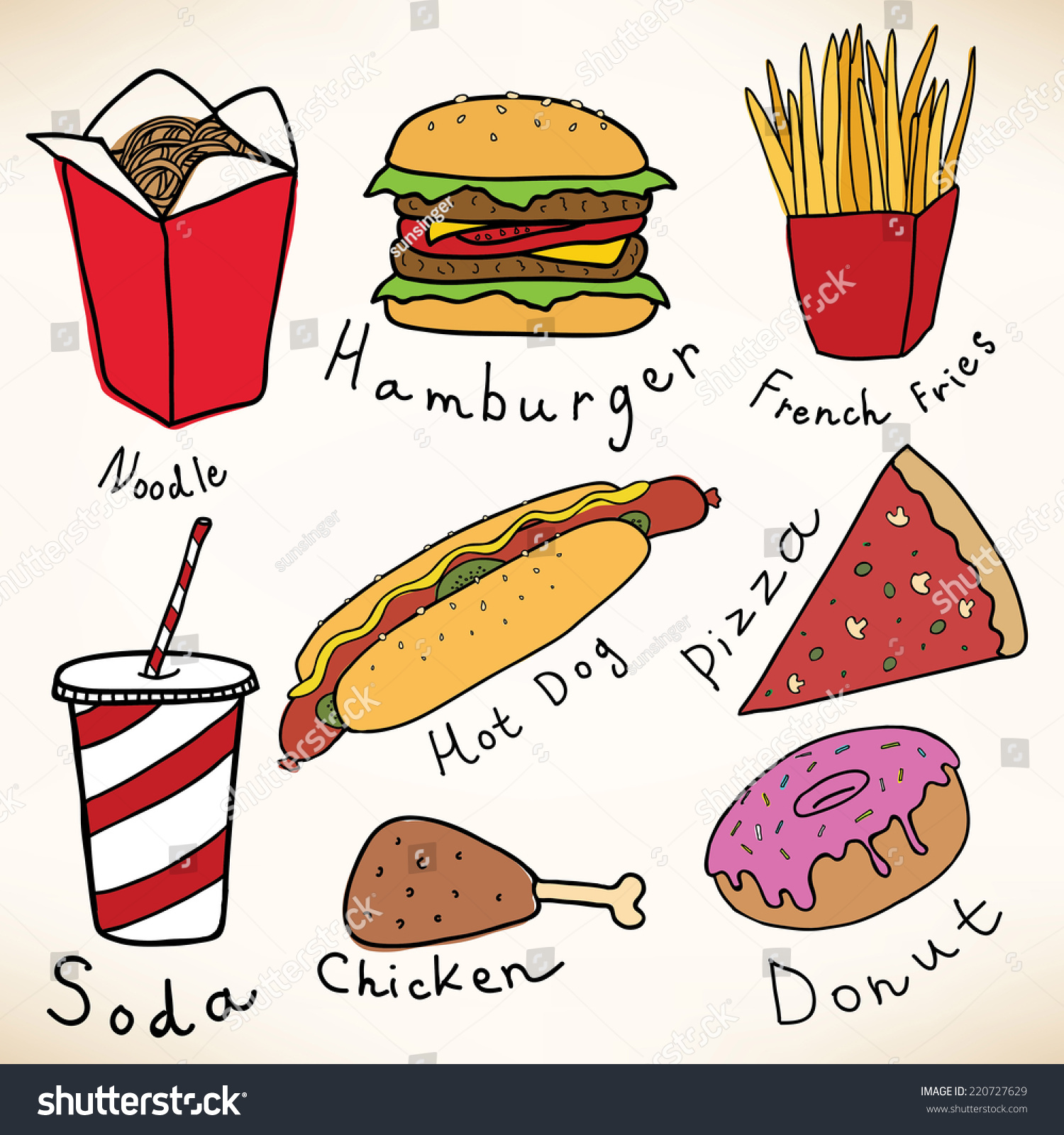 Fast Food Vector Collection Stock Vector (Royalty Free) 220727629 ...