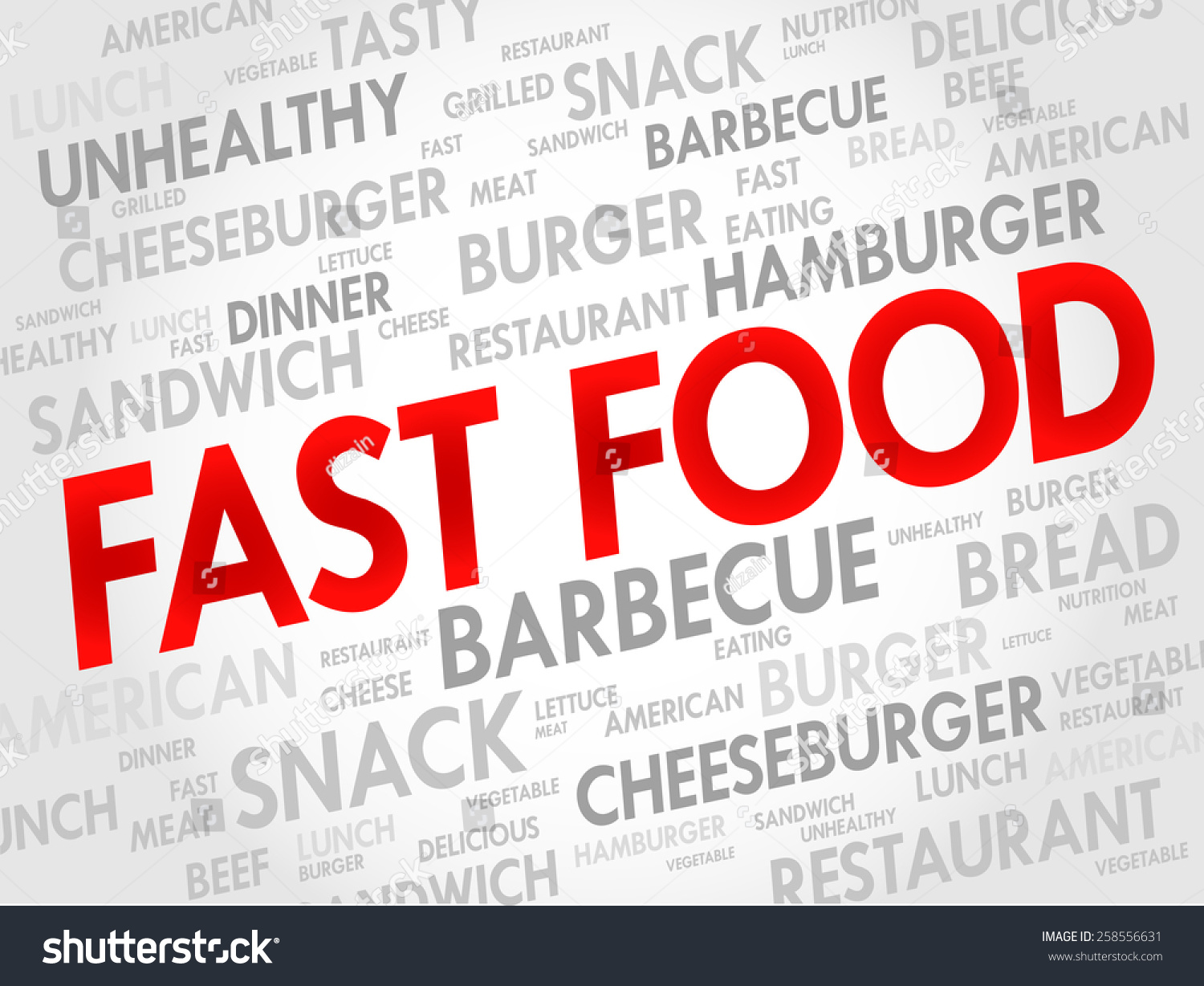 Fast Food Word Cloud Concept Stock Vector (Royalty Free) 258556631 | Shutterstock
