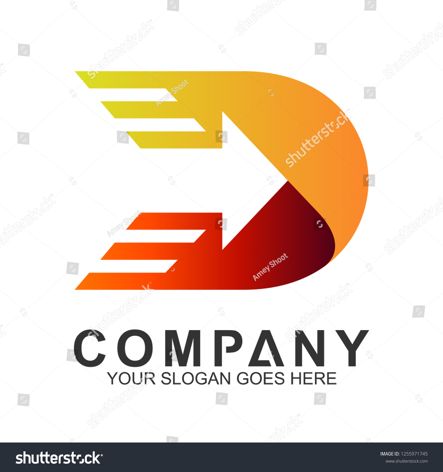 Fast Letter D Logo Arrow Shape Stock Vector (Royalty Free) 1255971745