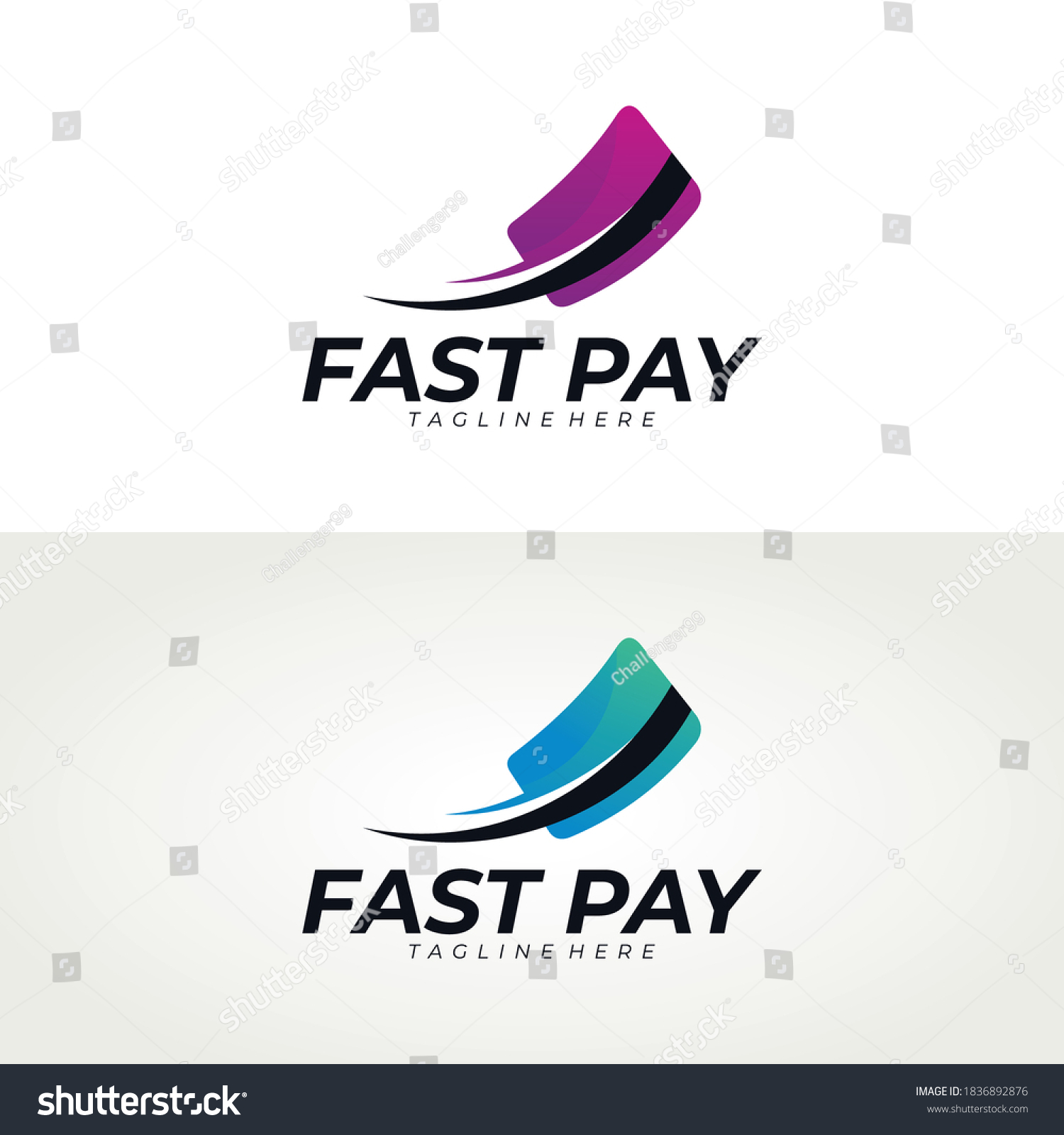 Fast Pay Card Logo Icon Vector: เวกเตอร์สต็อก (ปลอดค่าลิขสิทธิ์) 1836892876