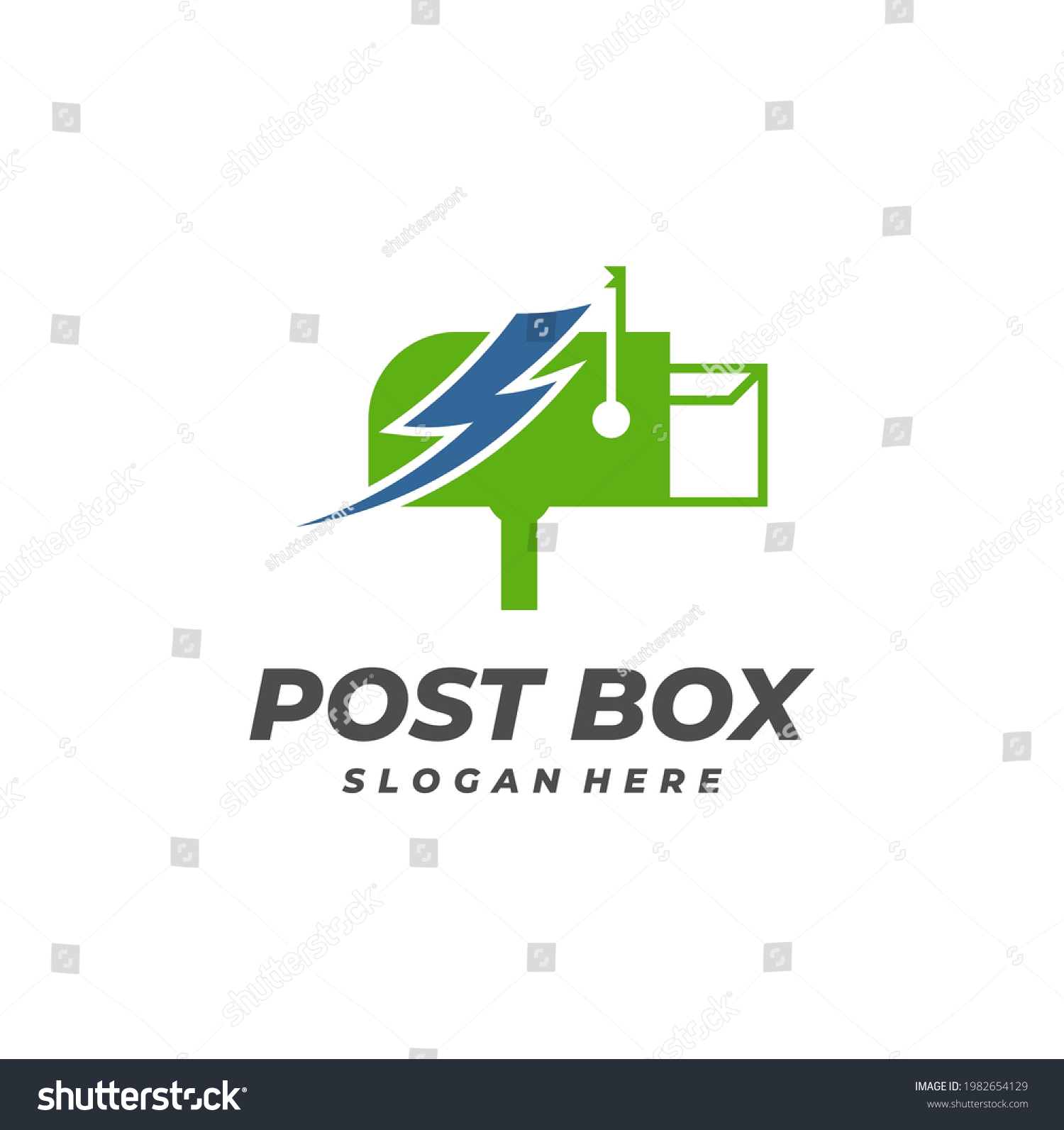 Fast Post Box Logo Vector Template Stock Vector (Royalty Free) 1982654129
