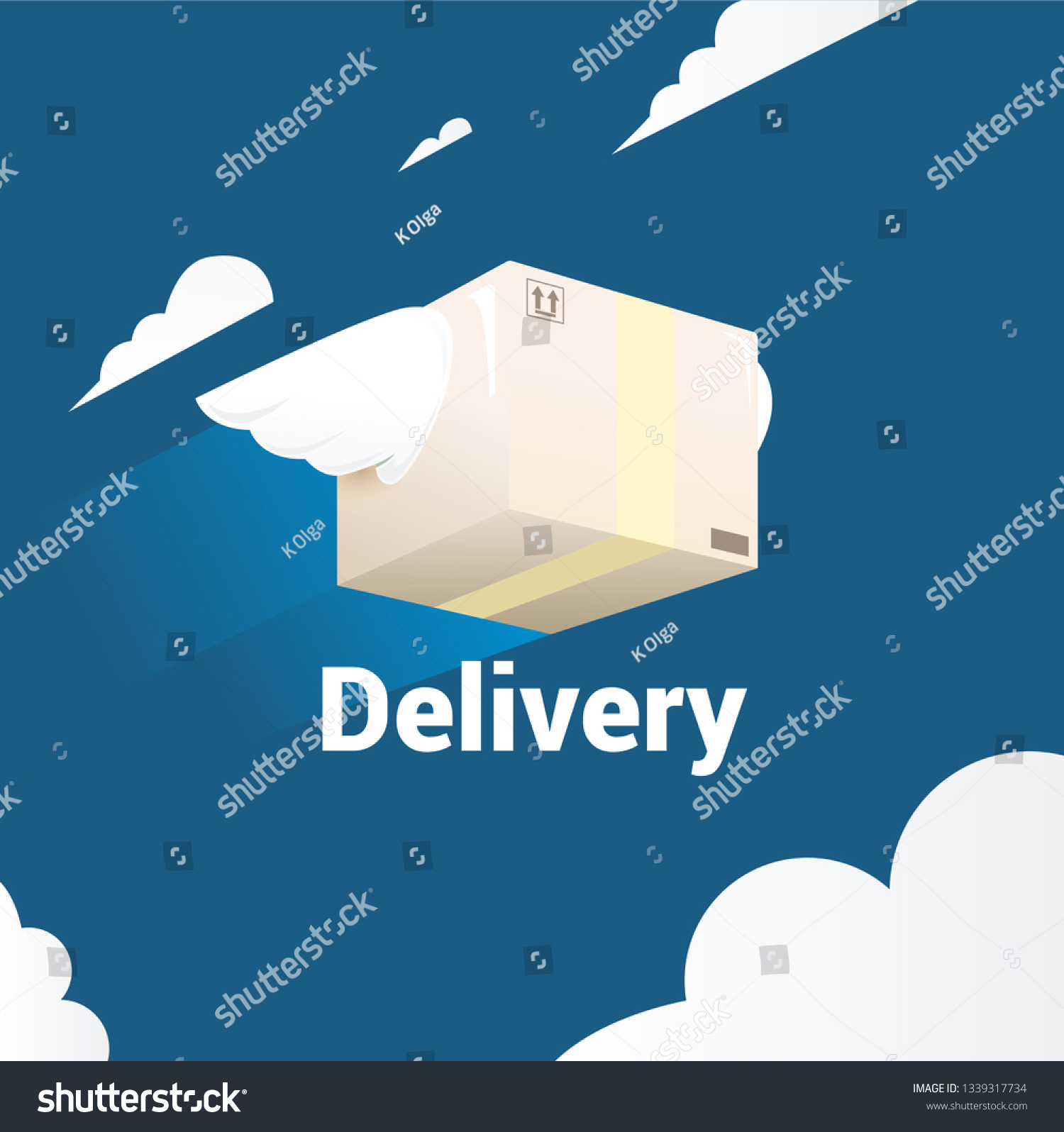 Fast Shipping Flying Box Stock Vector (Royalty Free) 1339317734