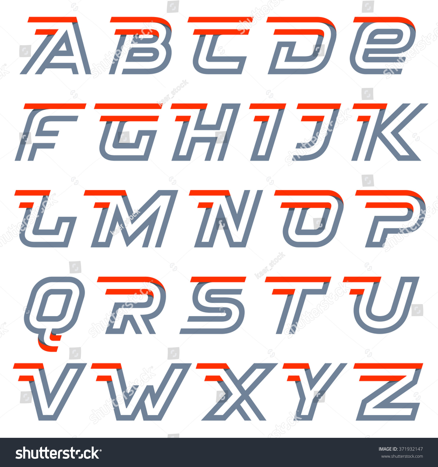 Fast Speed Alphabet. Two Lines Letters. Vector Design Template Elements ...