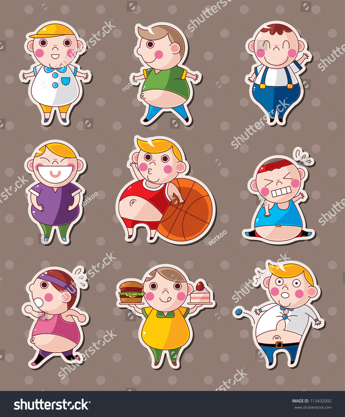 Fat Boy Stickers Stock Vector (Royalty Free) 113432092