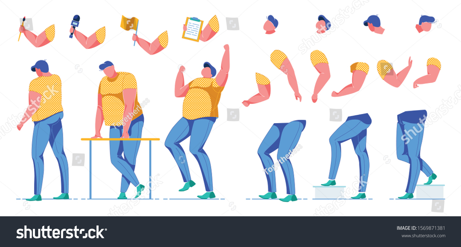 Fat Man Animation Obesity Flat Stock Vector (Royalty Free) 1569871381