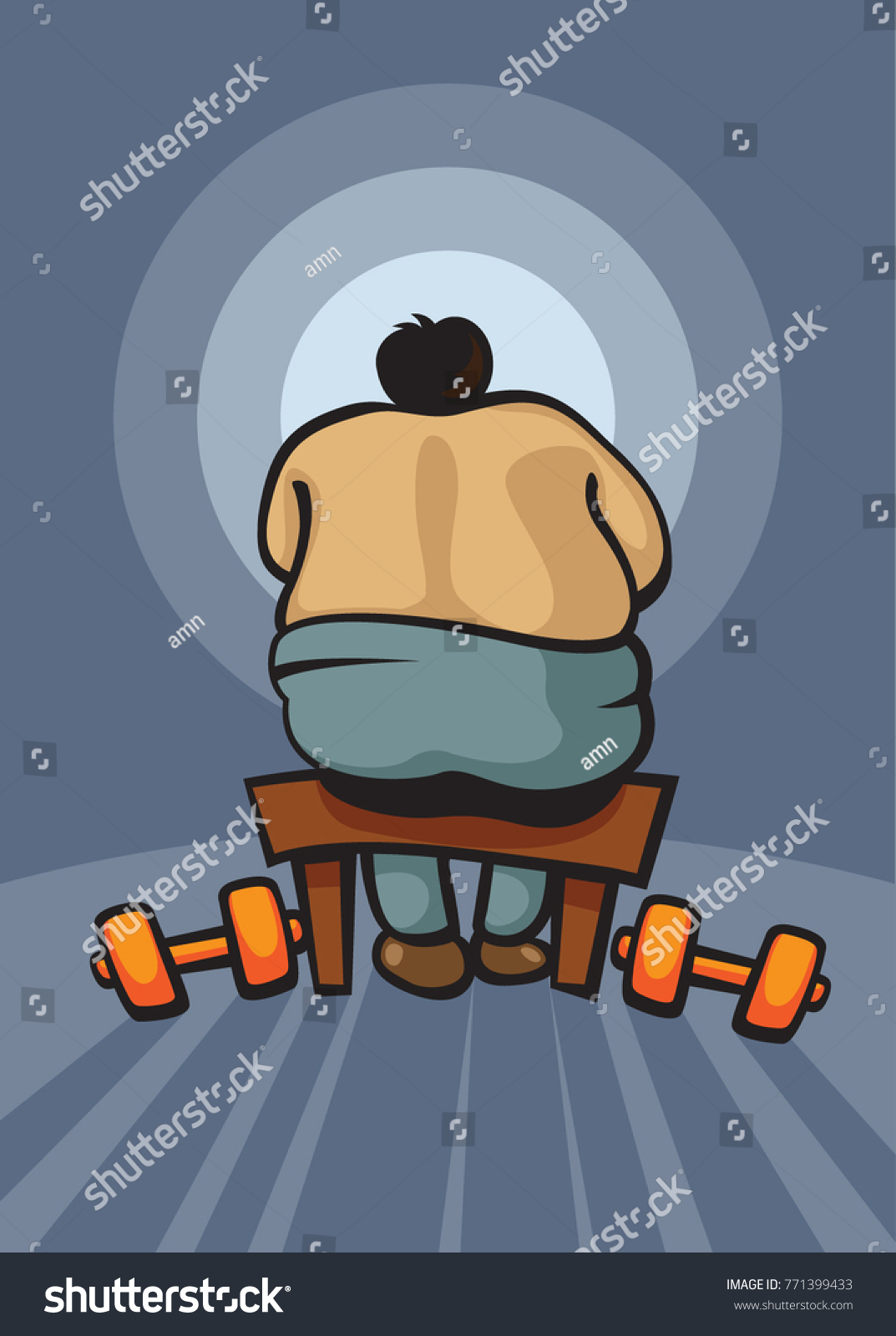 Fat Man Exercising Dumbbells Vector Illustration Stock Vector (Royalty ...
