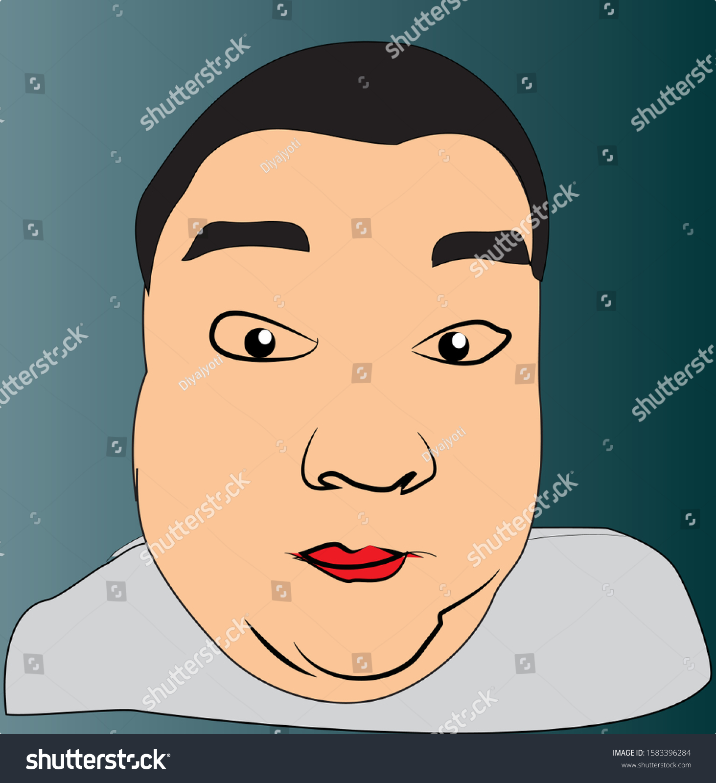 Fat Man Face Isolated On Gradient Stock Vector (Royalty Free) 1583396284