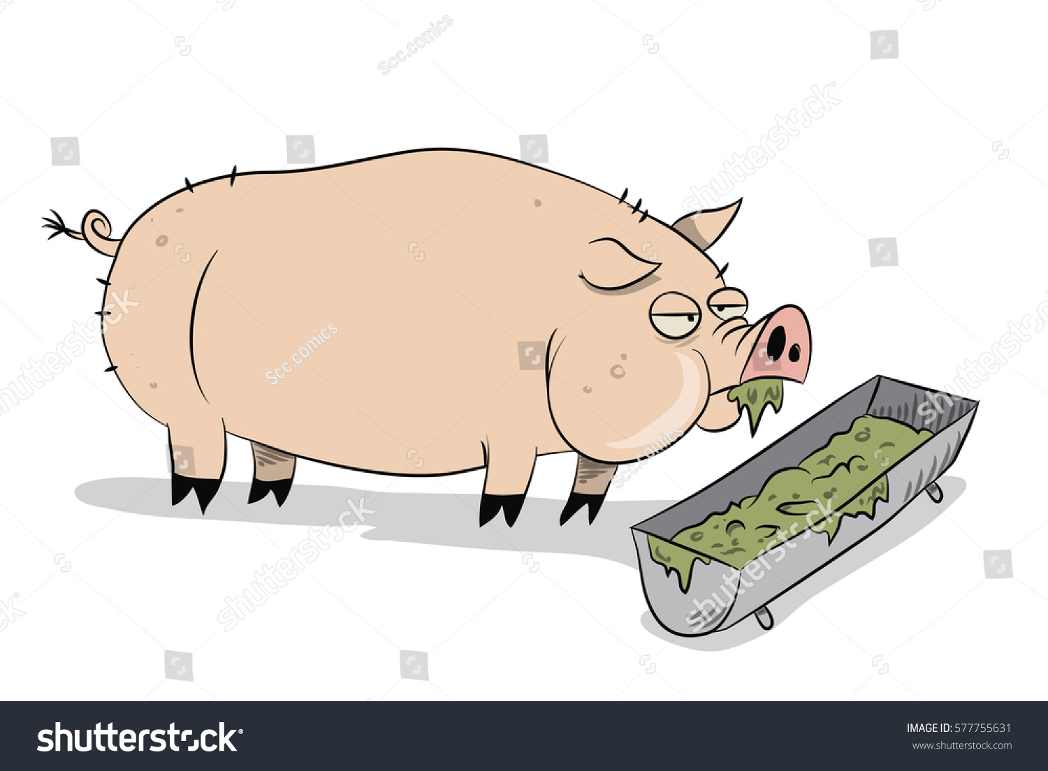 Fat Pig Eating Stock Vector (Royalty Free) 577755631