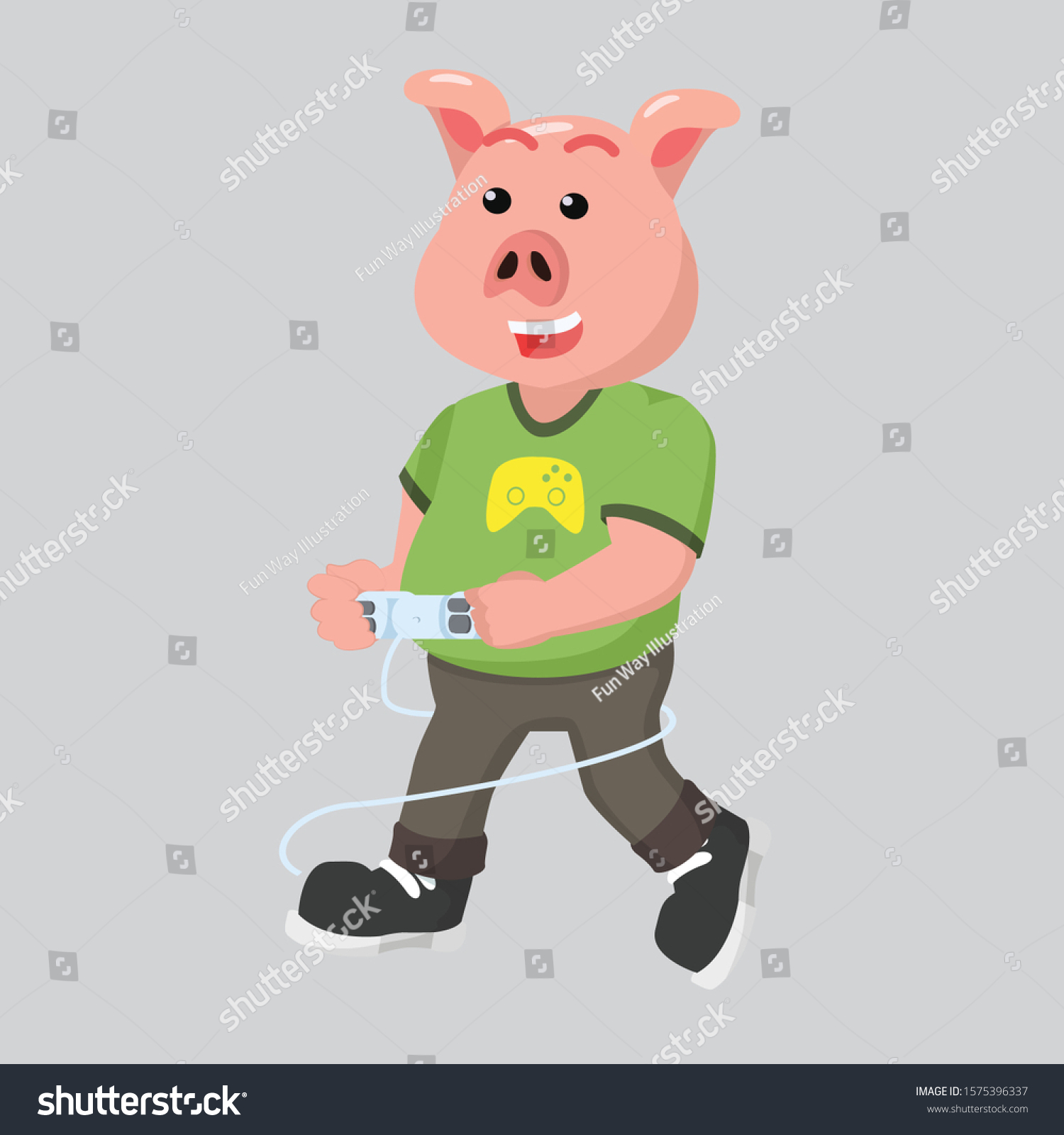 Fat Pig Nerd Holding Console Games Stock Vector (Royalty Free ...