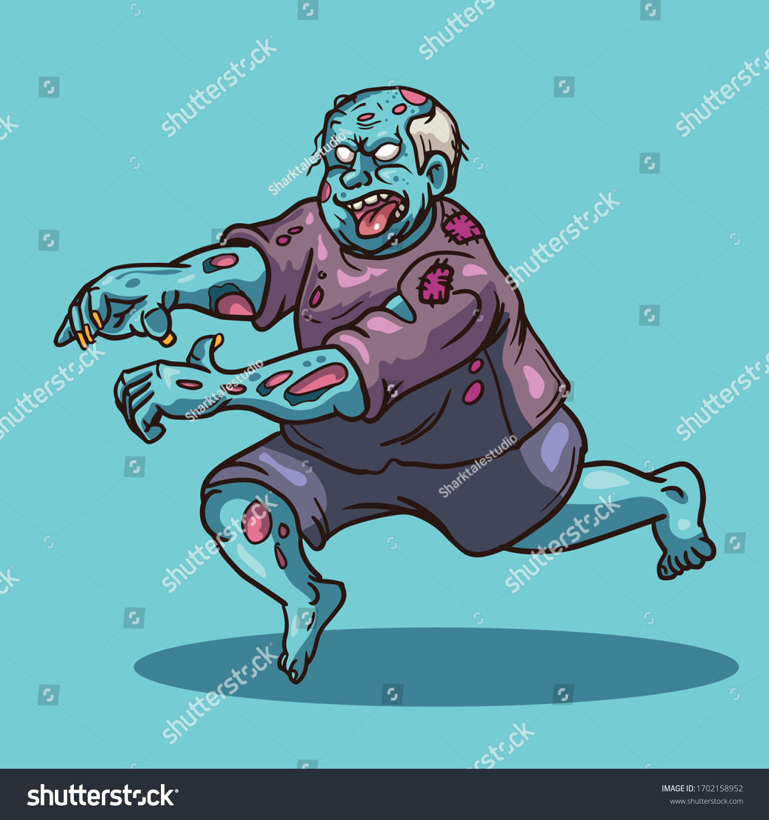 Fat Zombie Running Illustration Vector Stock Vector (Royalty Free ...