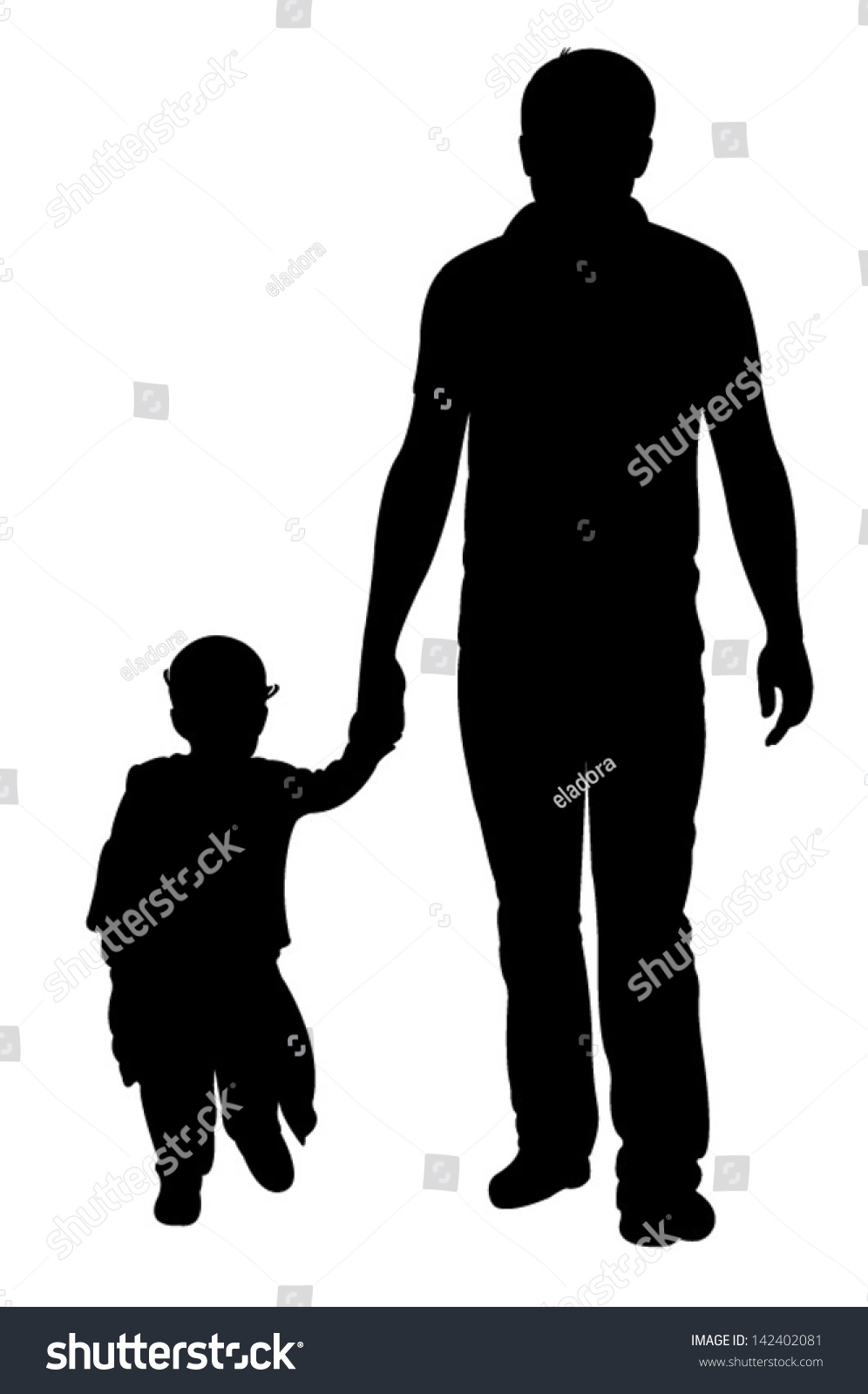 Father Daughter Walking Silhouette Vector Stock Vector Royalty Free
