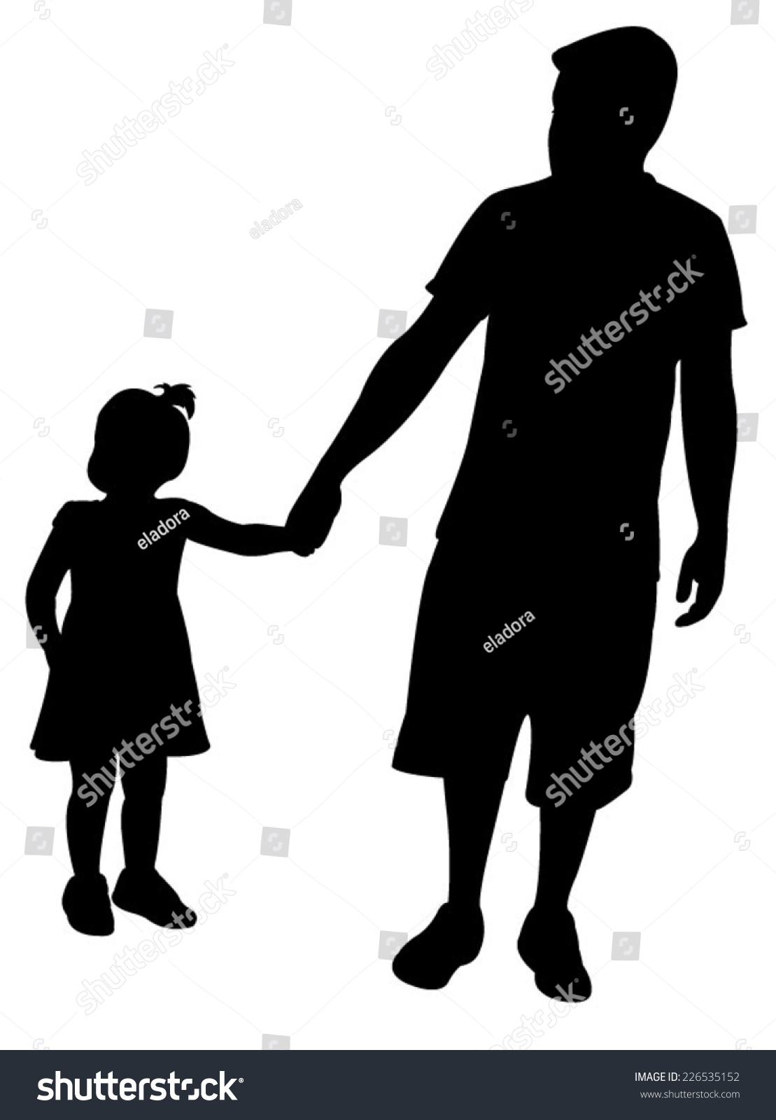 Father Daughter Walking Silhouette Vector 库存矢量图(免版税)226535152