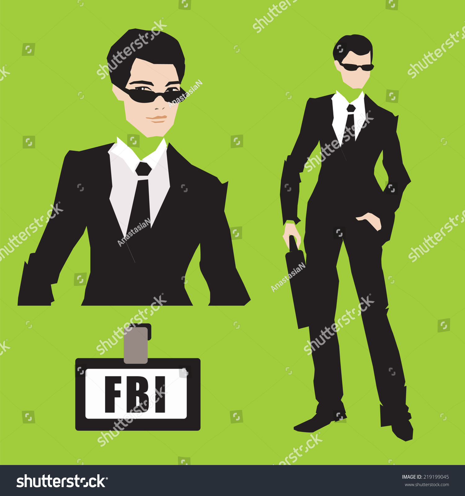 Fbi Agent Set 10 Stock Vector (Royalty Free) 219199045