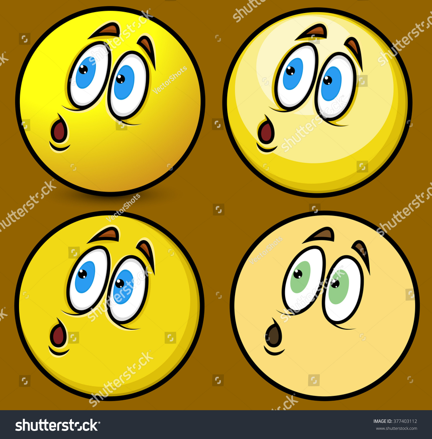 Fearful Focused Face Smiley Stock Vector (Royalty Free) 377403112 ...