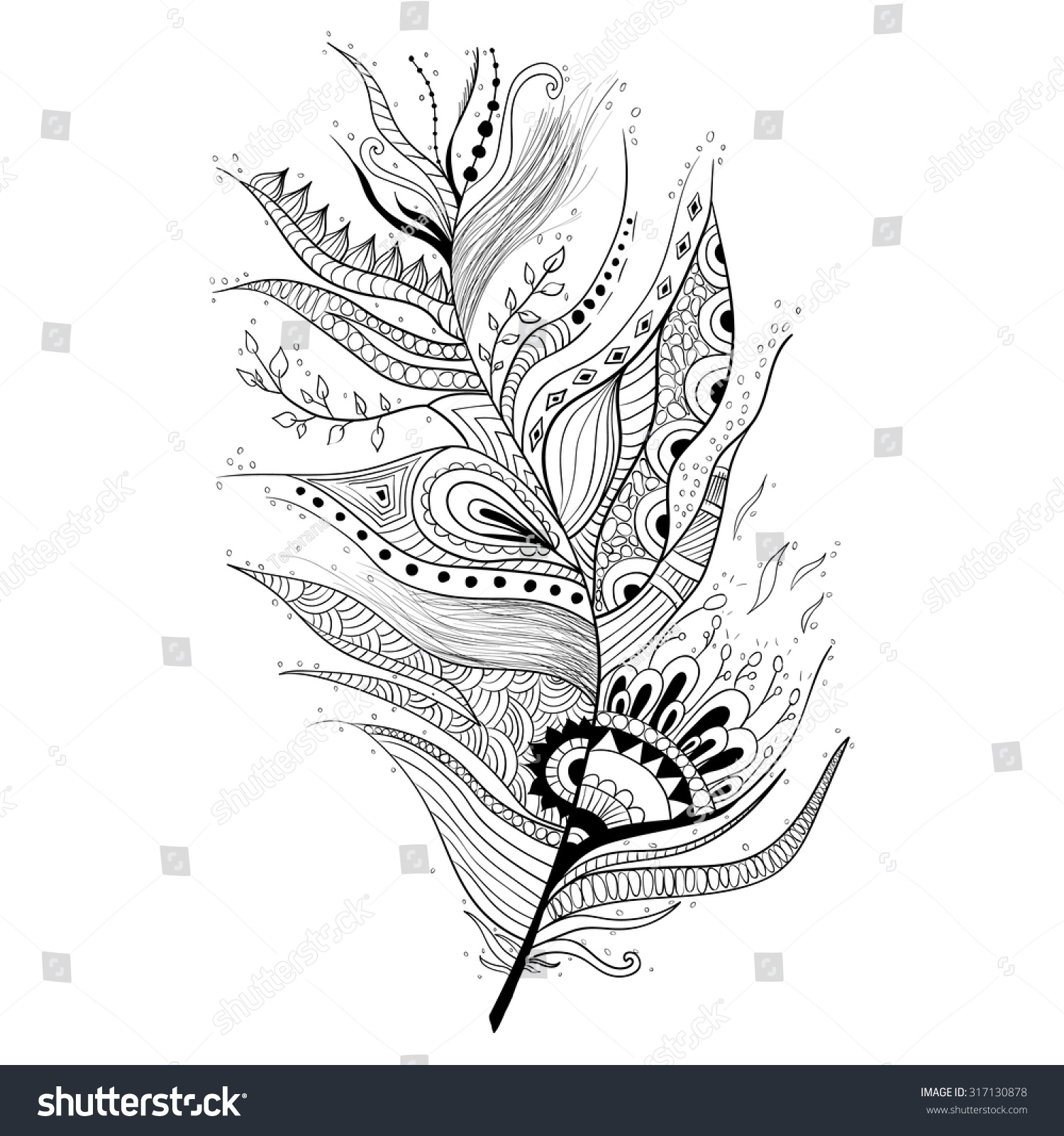 Feather Abstract On White Background Vector Stock Vector 317130878 ...