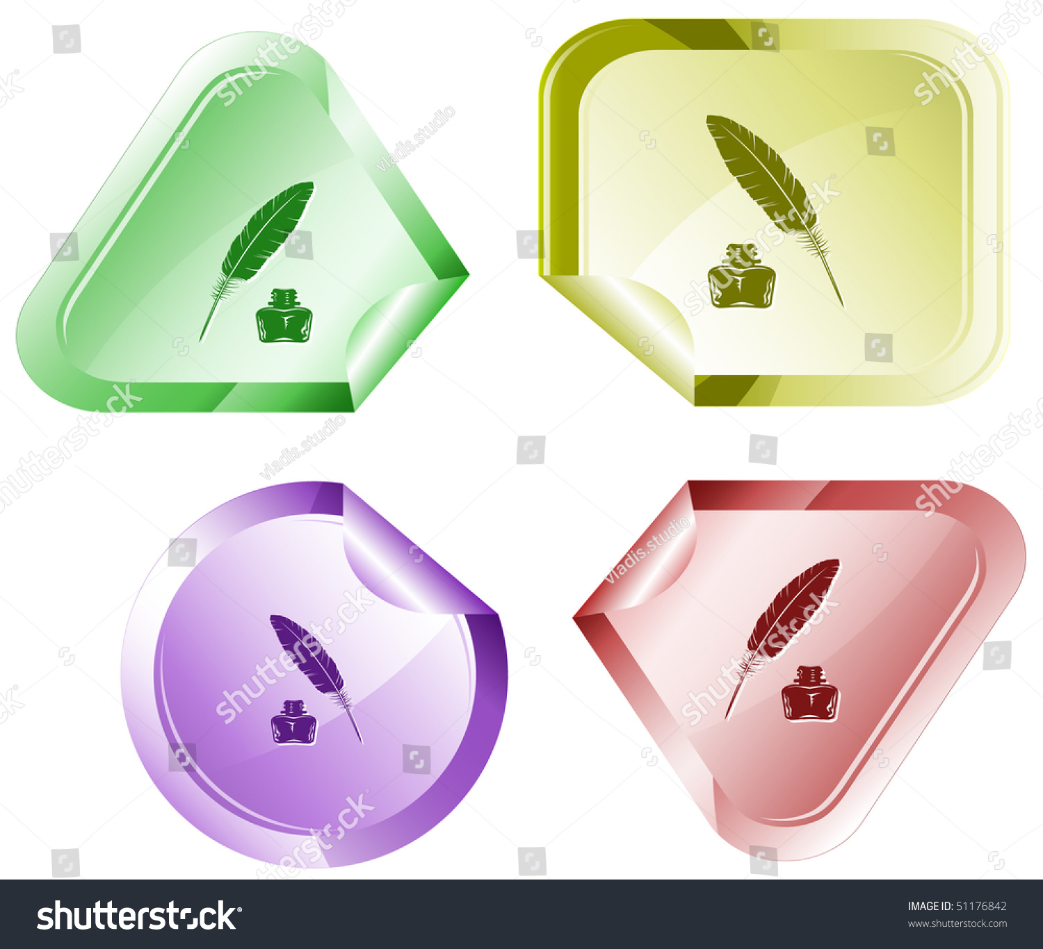 Feather Ink Bottle Vector Sticker Stock Vector (Royalty Free) 51176842 ...