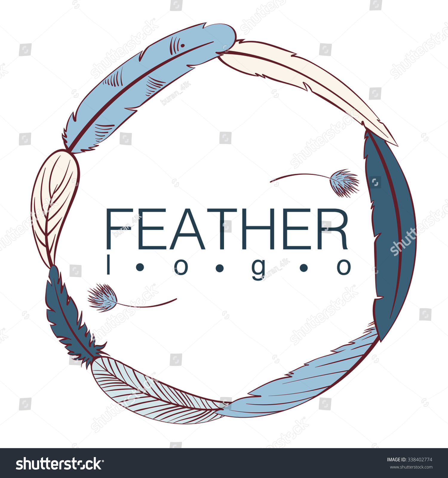 Feather Circle Frame Vector Illustration Blue Stock Vector (Royalty ...