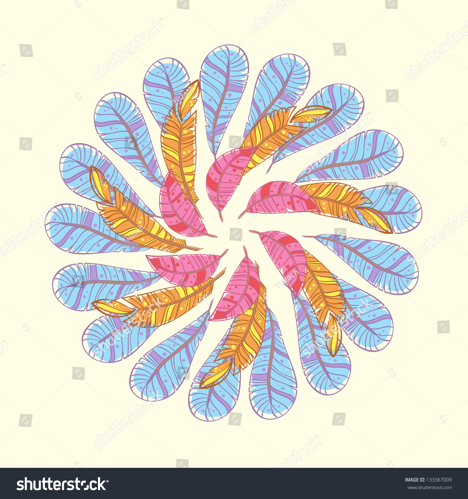 Feather Circle Infinite Card Stock Vector (Royalty Free) 133367009 ...