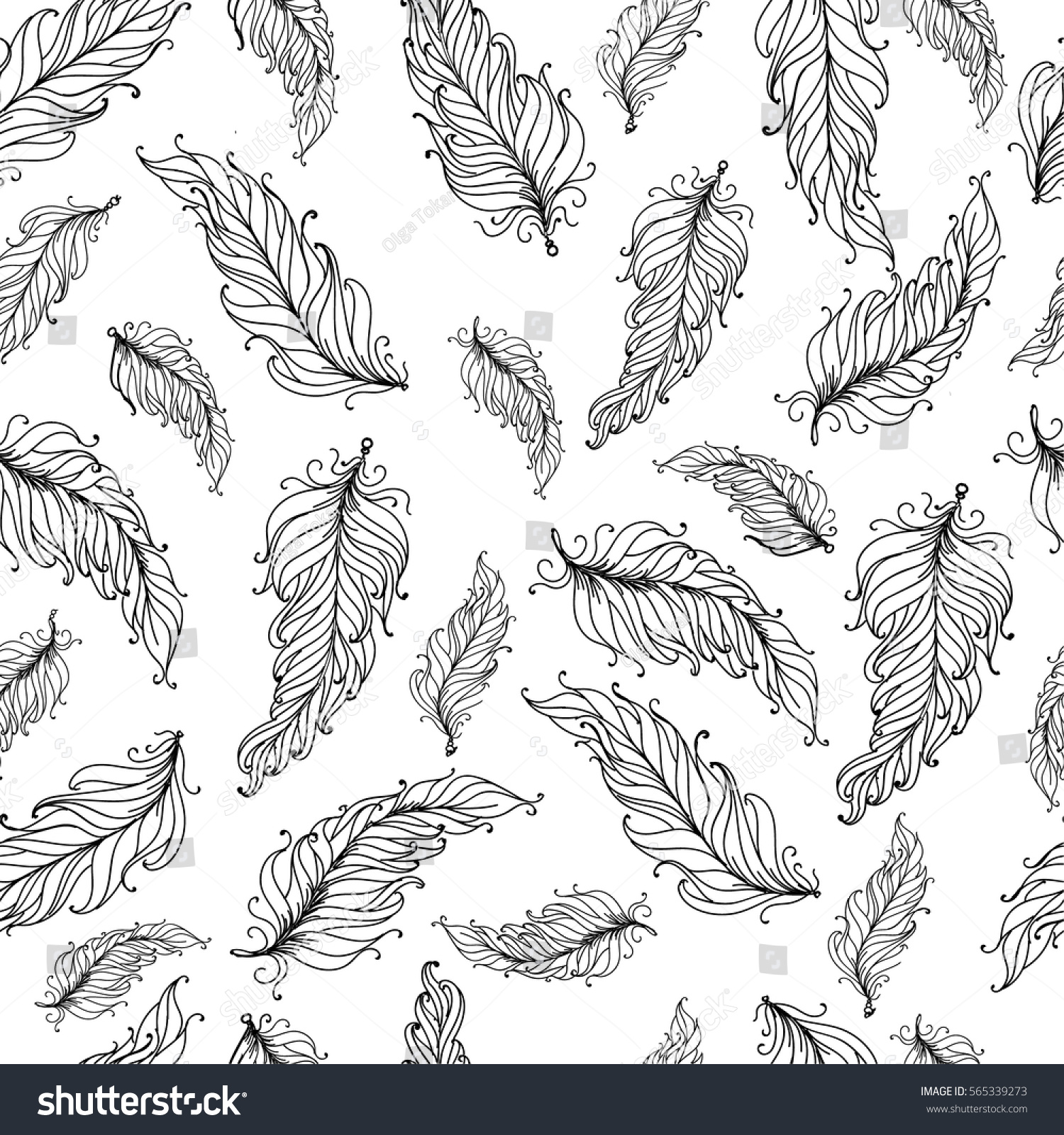 Feather Pattern Seamless Classical Texture Elegant 스톡 벡터 565339273 ...