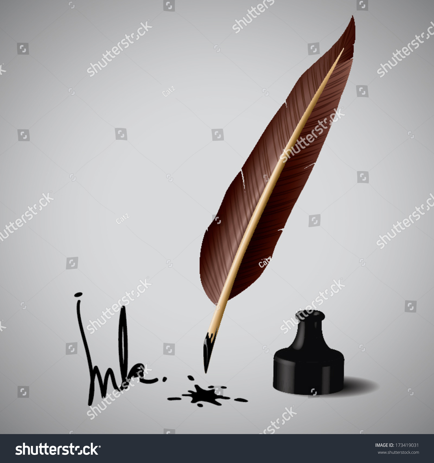 Vektor Stok Tinta pena bulu. Ilustrasi vektor (Tanpa Royalti) 173419031 ...