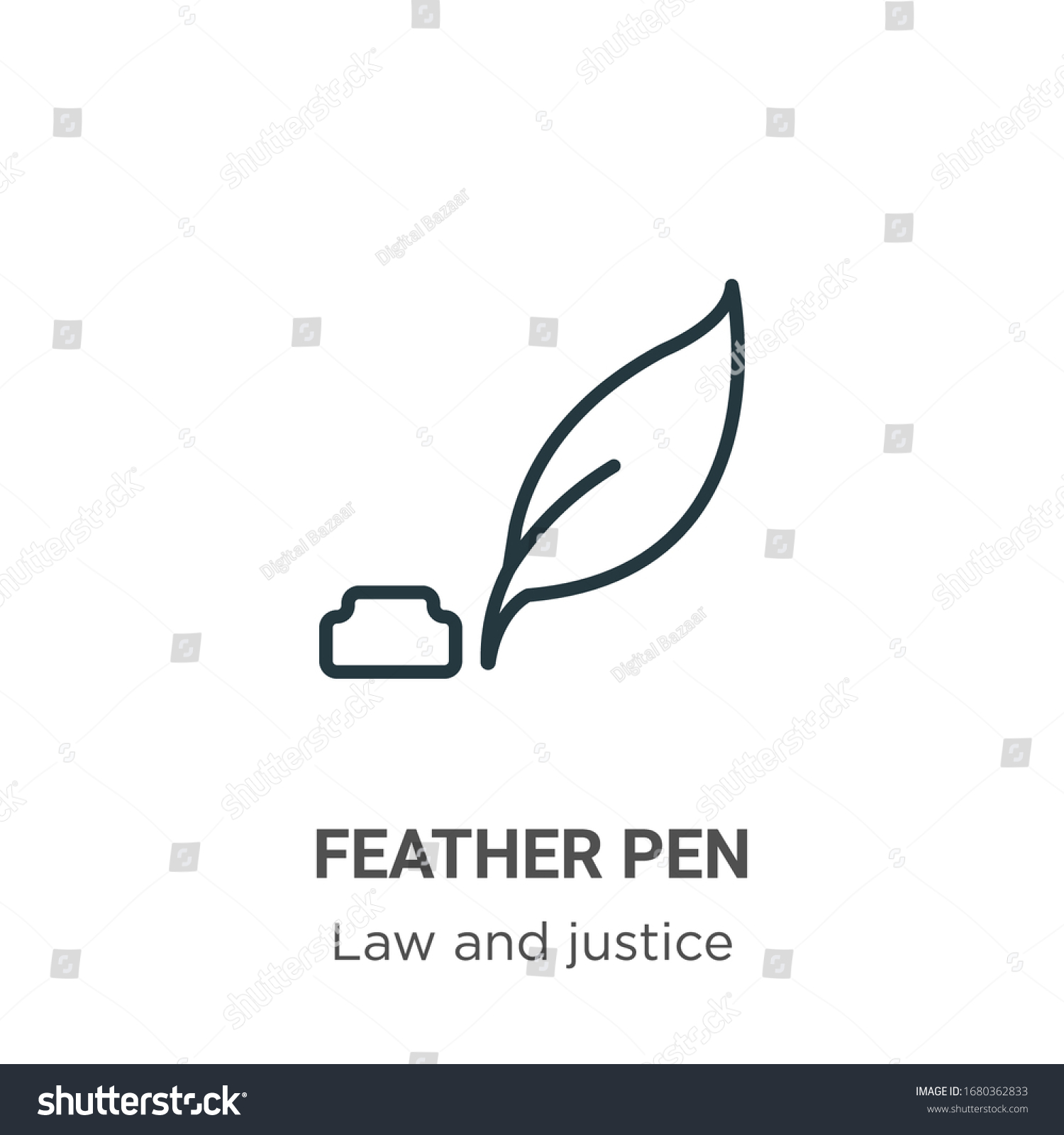 Feather Pen Outline Vector Icon Thin Stock Vector (Royalty Free) 1680362833