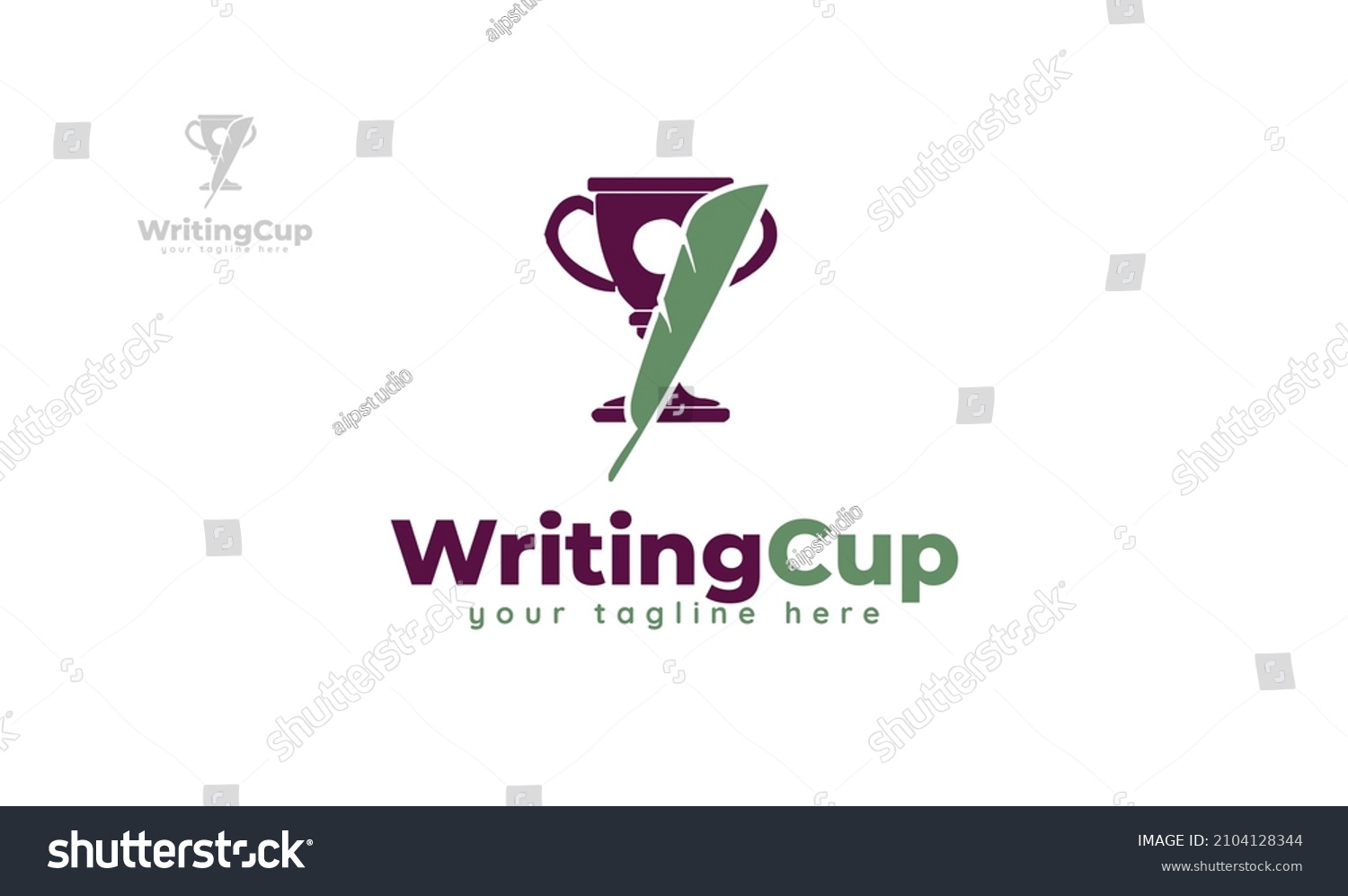 Feather Pen Trophy Logo Design Vector Stock Vector (Royalty Free ...
