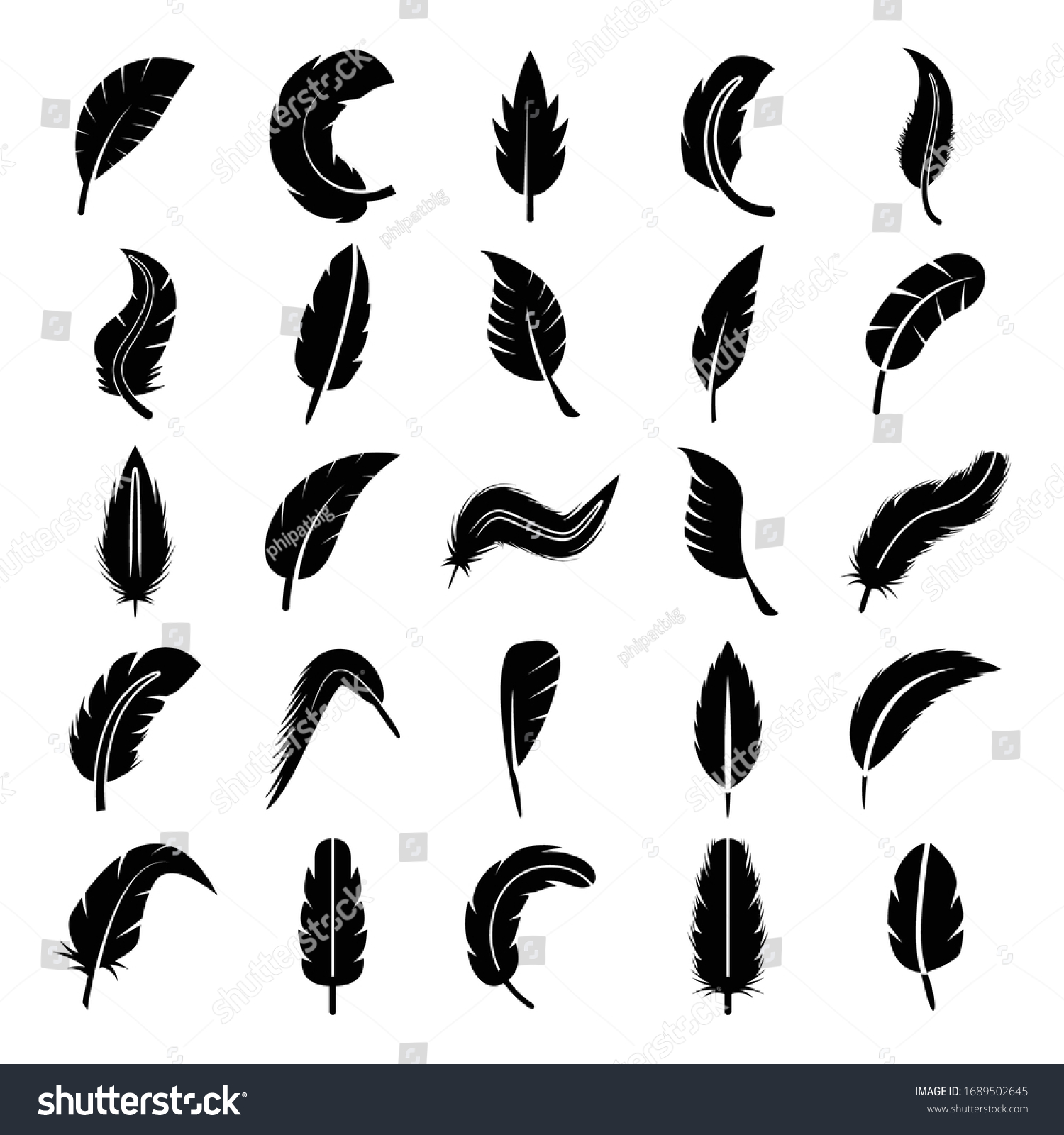 Feather Vector Icons Set On White Stock Vector (Royalty Free ...