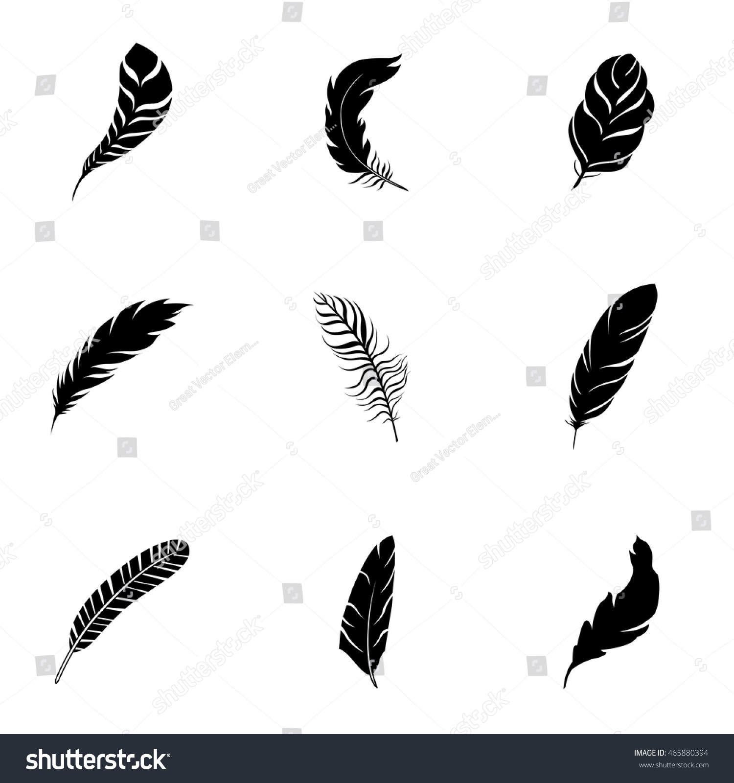 Feather Vector Set Simple Feather Shape Stock Vector (Royalty Free ...