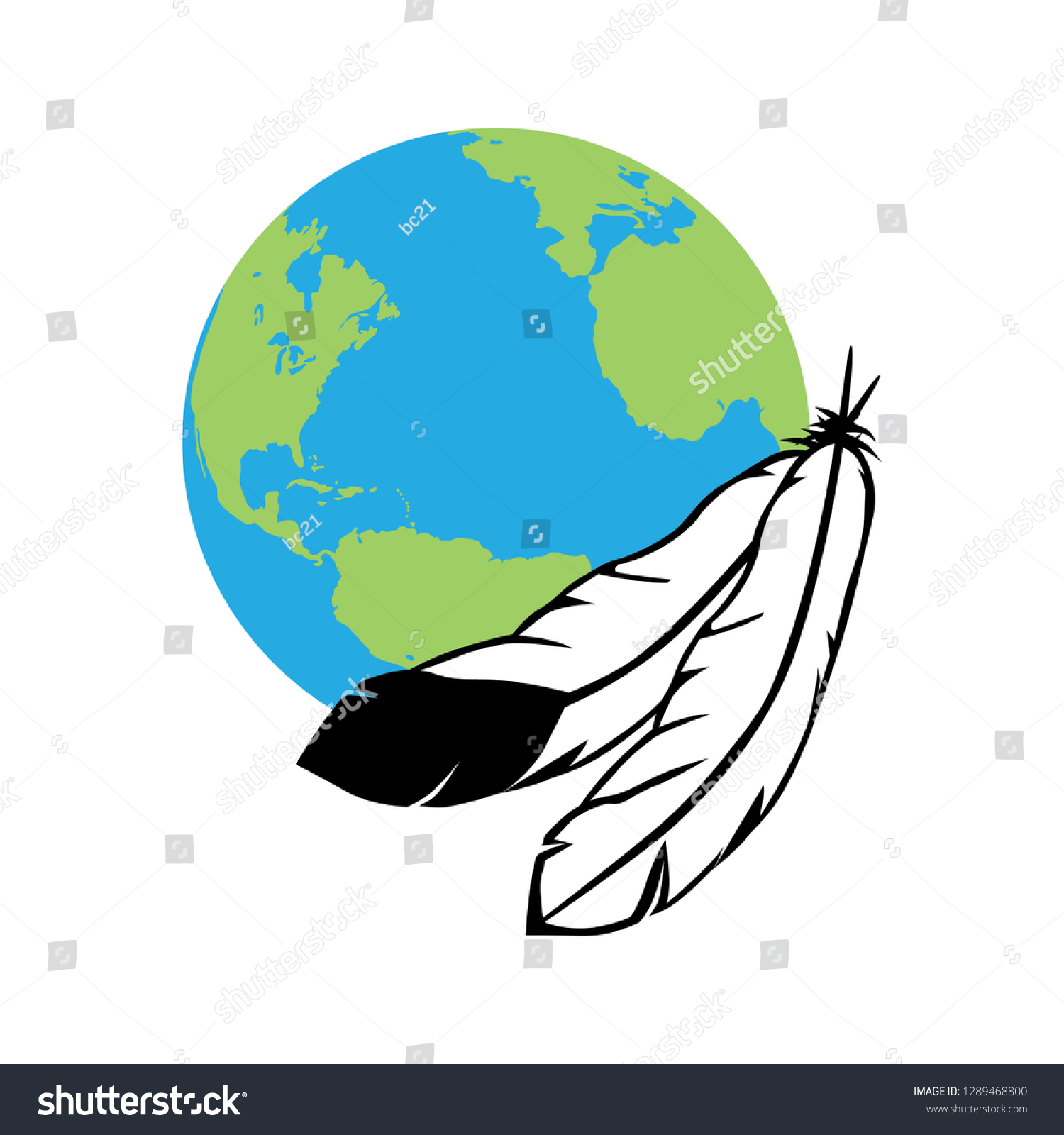 Feathers Planet Earth Vector Stock Vector (Royalty Free) 1289468800 ...