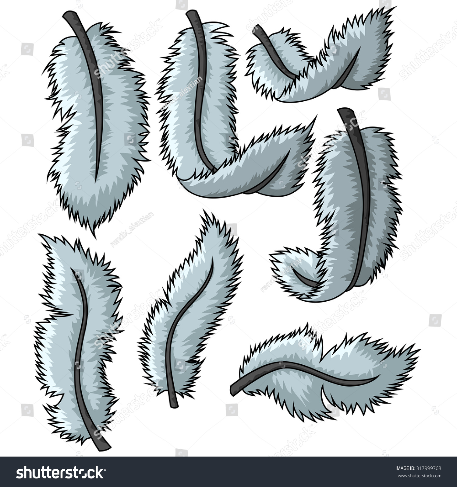 Feathers Cartoon Concept Set Stock Vector (Royalty Free) 317999768
