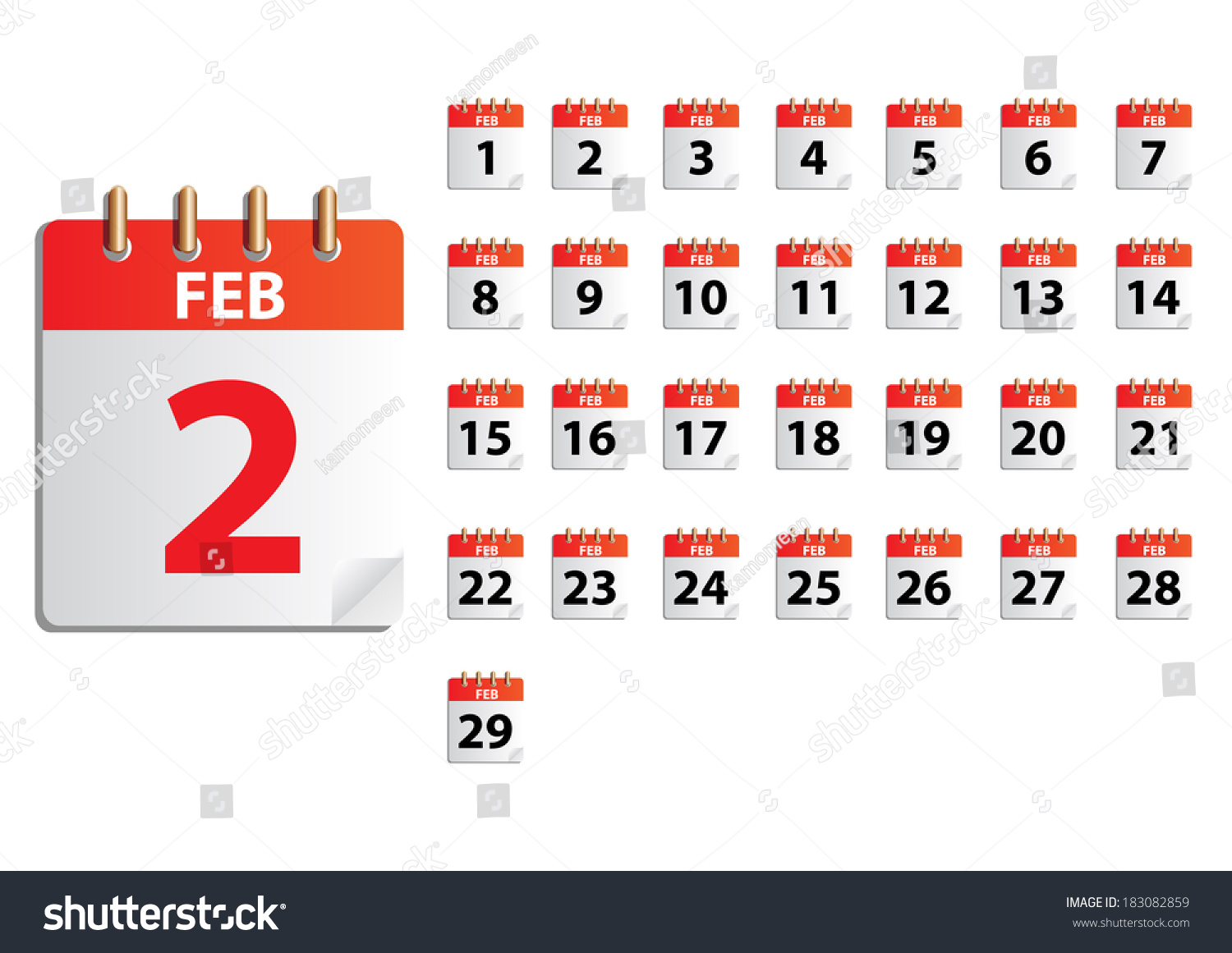 Feb Vector Months Calender Stock Vector (Royalty Free) 183082859 ...