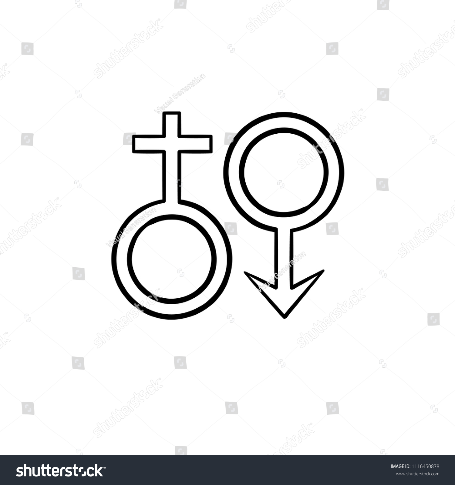Female Male Genger Symbols Hand Drawn Stock Vector Royalty Free 1116450878