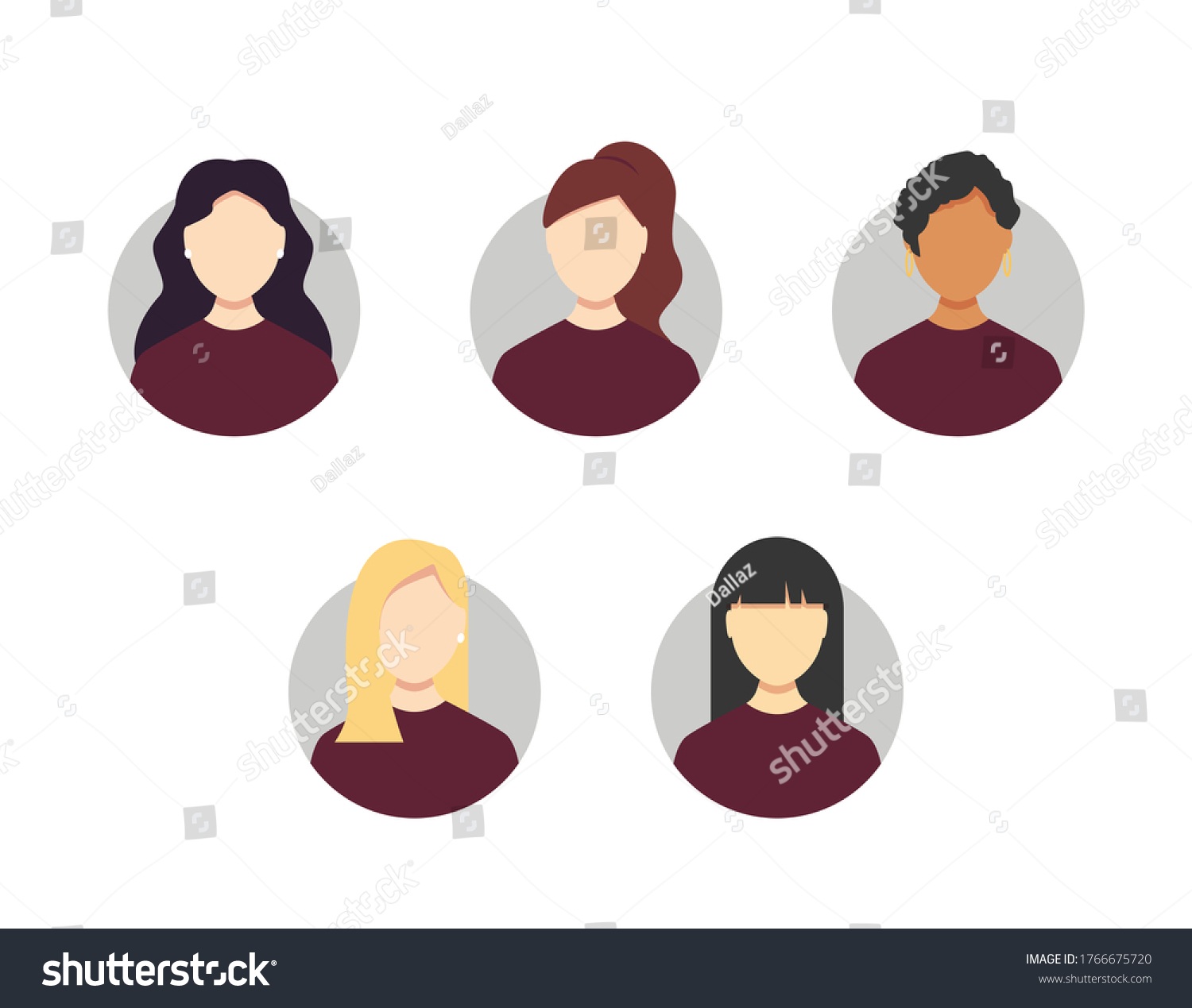 Female Avatar Profile Icon Set Different Stock Vector (Royalty Free ... Female Avatar Profile Icon Set Different Stock Vector (Royalty Free ...