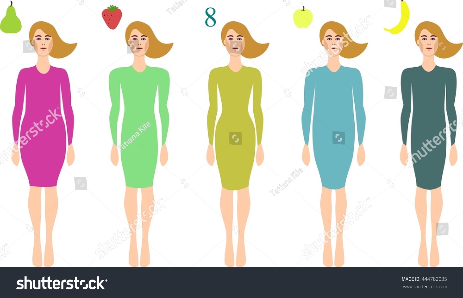 Female Body Shape Types Stock Vector (Royalty Free) 444782035 ...