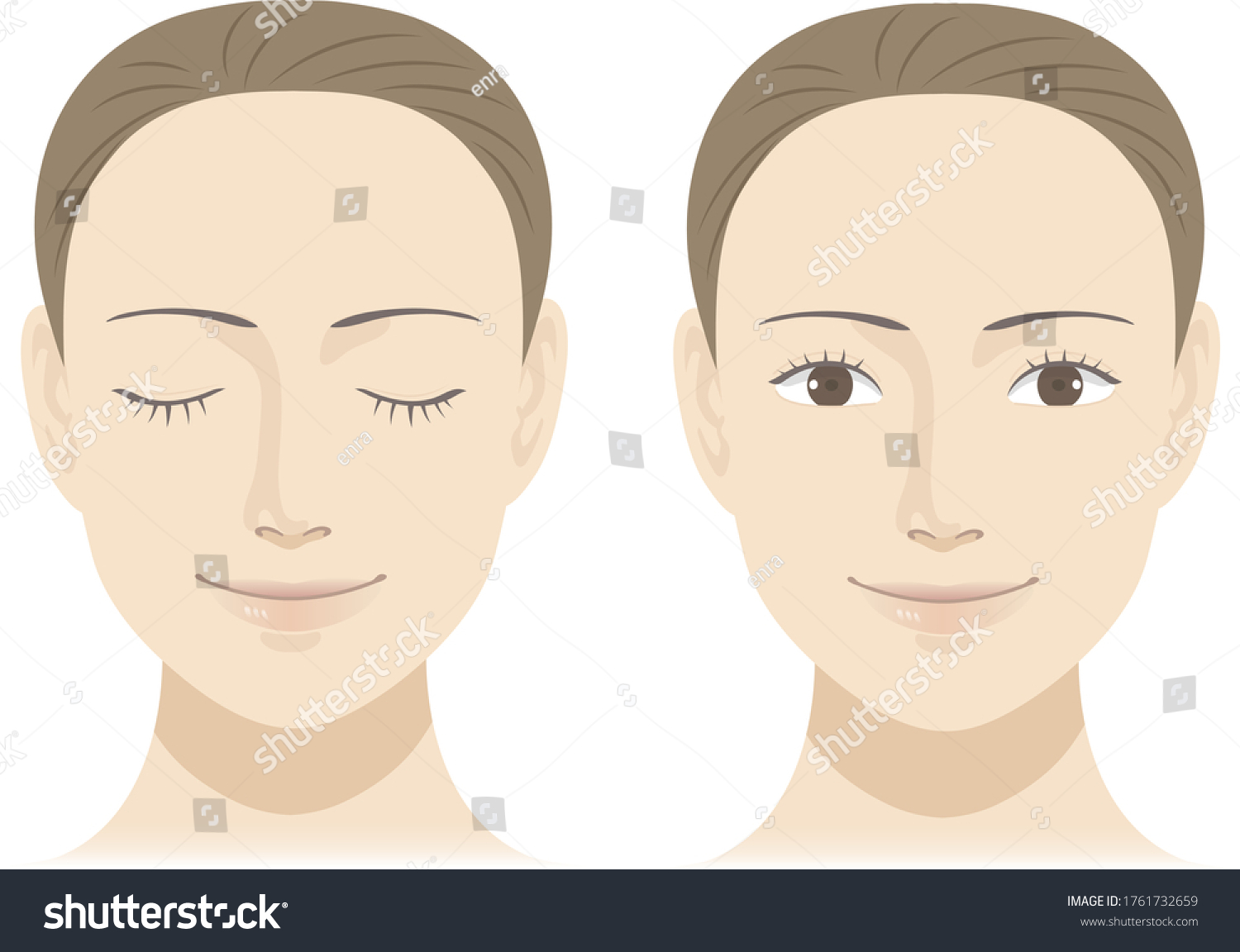 Female Face Illustration Set Vector: เวกเตอร์สต็อก (ปลอดค่าลิขสิทธิ์ ...