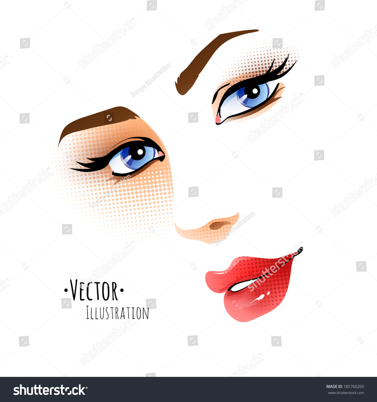 Female Face Vector Illustration Stock Vector (Royalty Free) 185760260