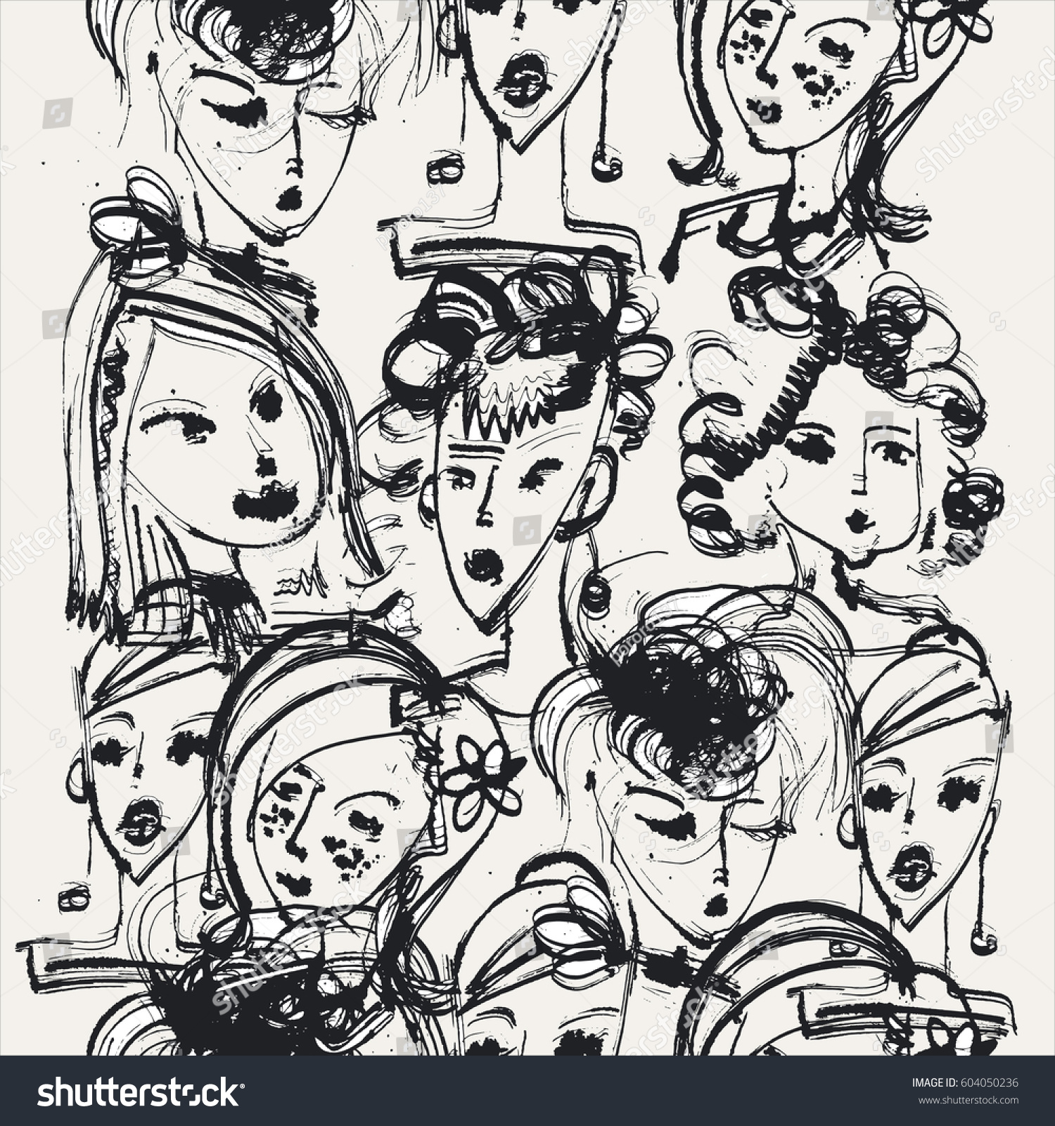 Female Face Vector Calligraphy: vector de stock (libre de regalías ...