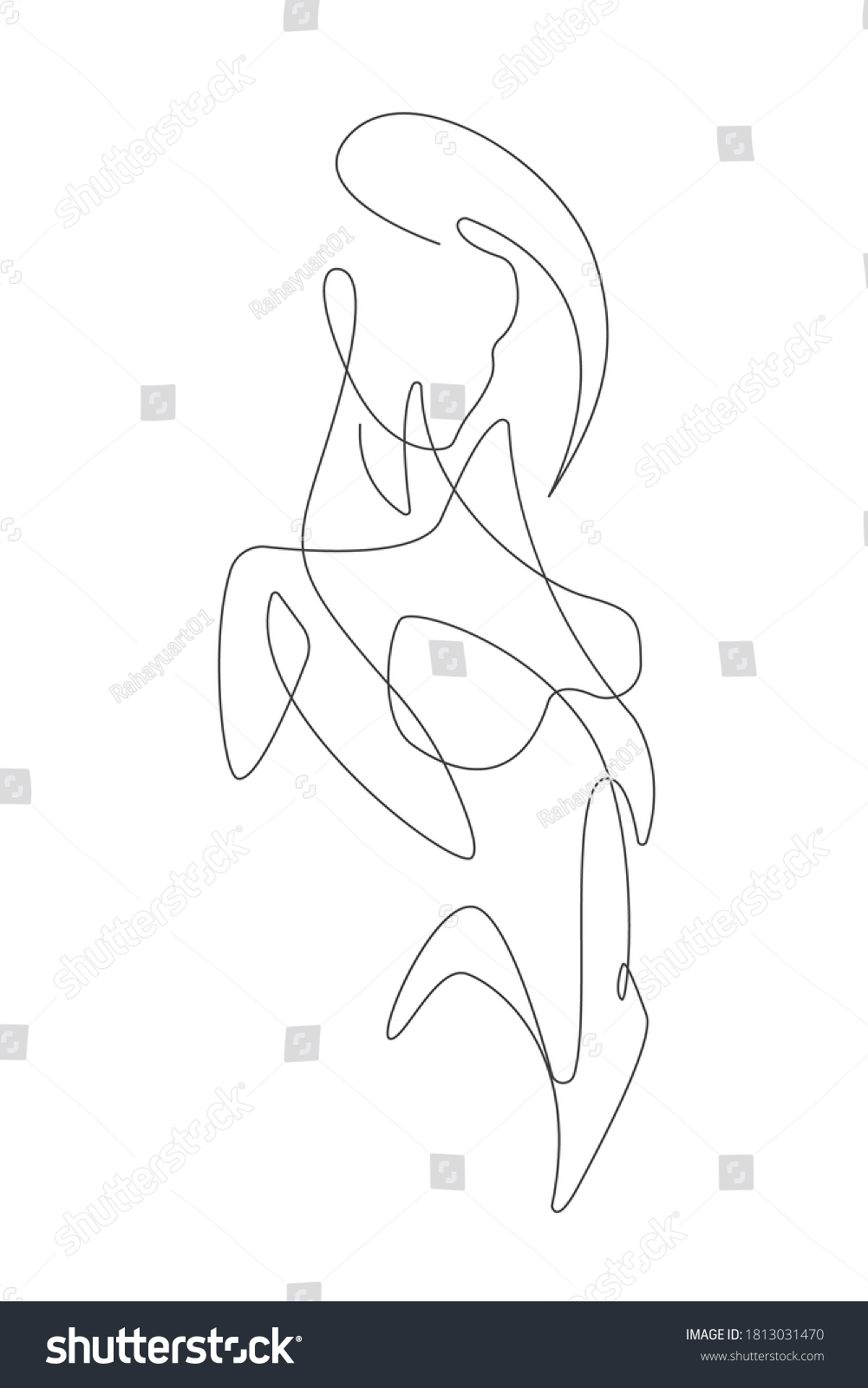 Female Figure Continuous Line Art Vector Stock Vector (Royalty Free ...