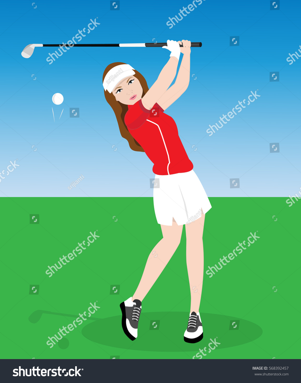 Female Golf Playervector Illustrator Stock Vector (Royalty Free) 568392457