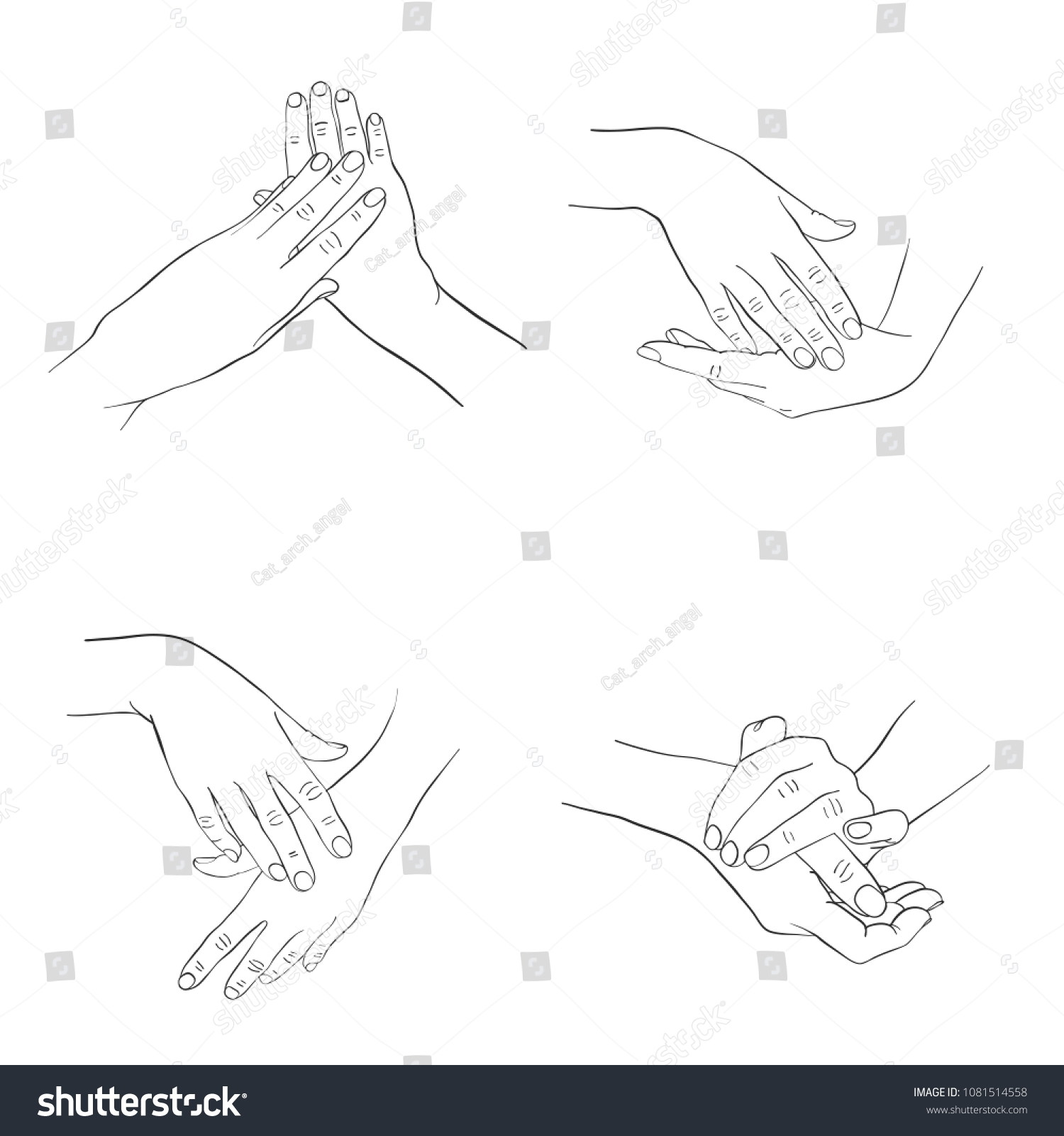 Female Hands Applying Cream Line Drawing Stock Vector Royalty Free