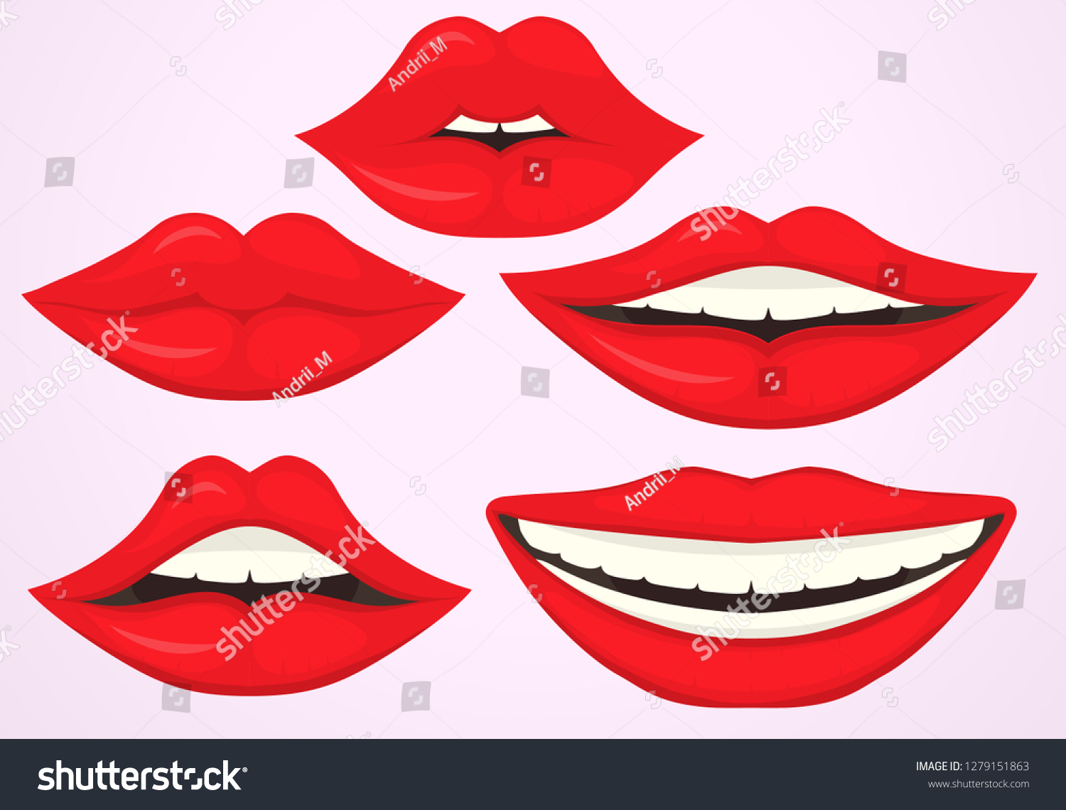Female Lip Luscious Pouting Lips Smiling เวกเตอร์สต็อก ปลอดค่า