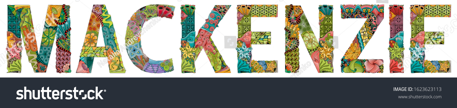 Female Name Mackenzie Vector Decorative Zentangle 库存矢量图（免版税）1623623113 ...