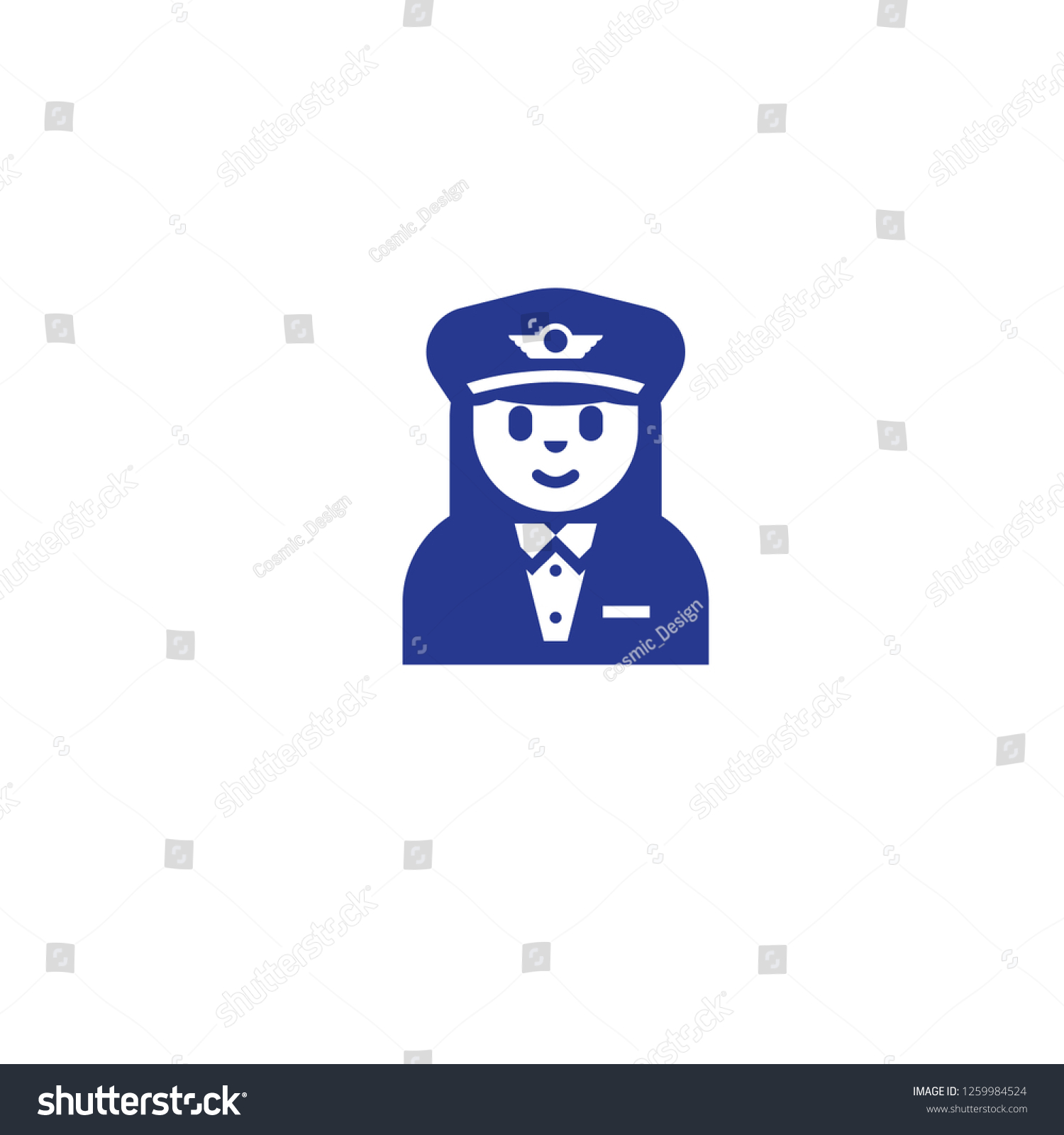 Female Pilot Vector Isolated Icon Stock Vector (Royalty Free) 1259984524