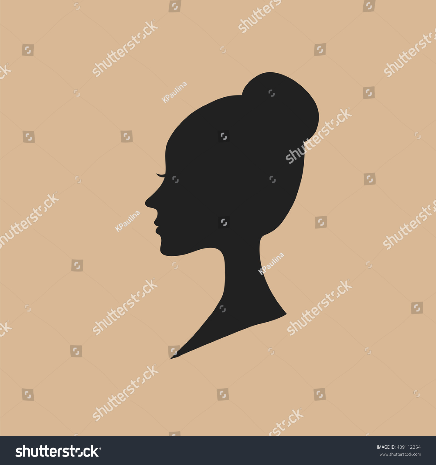「Female Profile Black Isolated Retro Vector」のベクター画像素材（ロイヤリティフリー ...